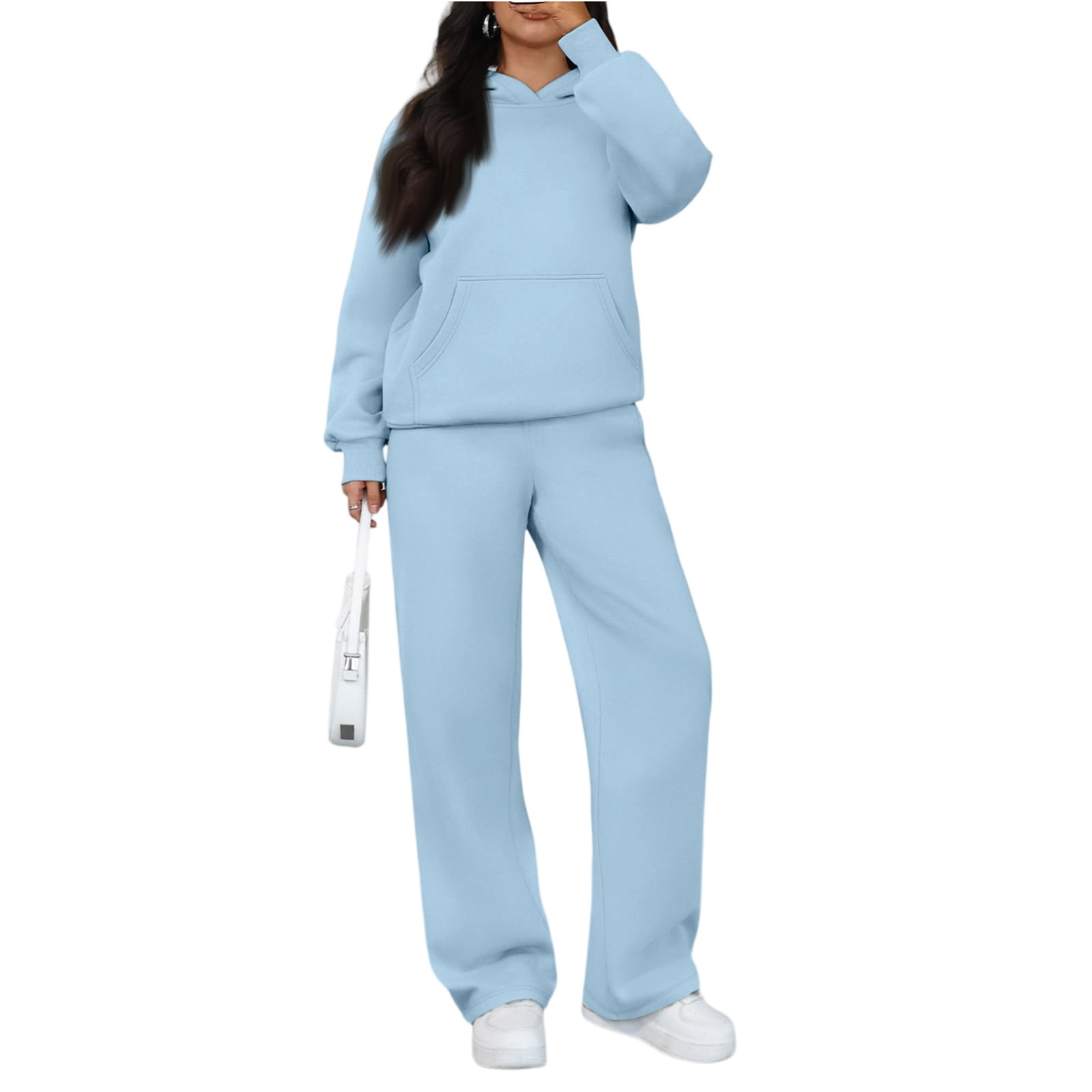 CharmCyan Women’s Pullover Hoodie and Wide Leg Sweatpants Two Piece Set ...