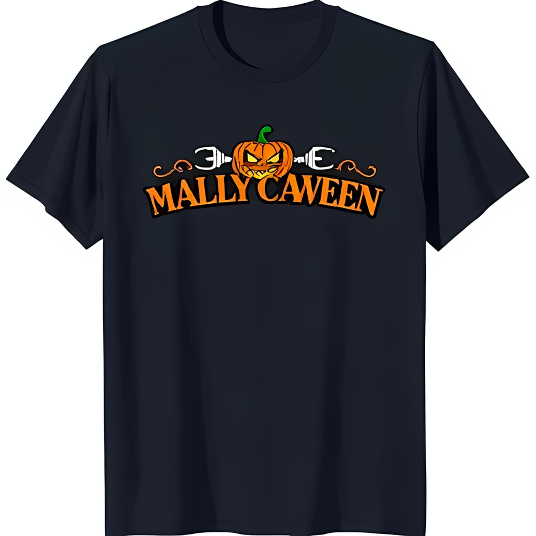 CharmDream Weave Black Short Sleeved T-Shirt with Scary Pumpkin Design ...