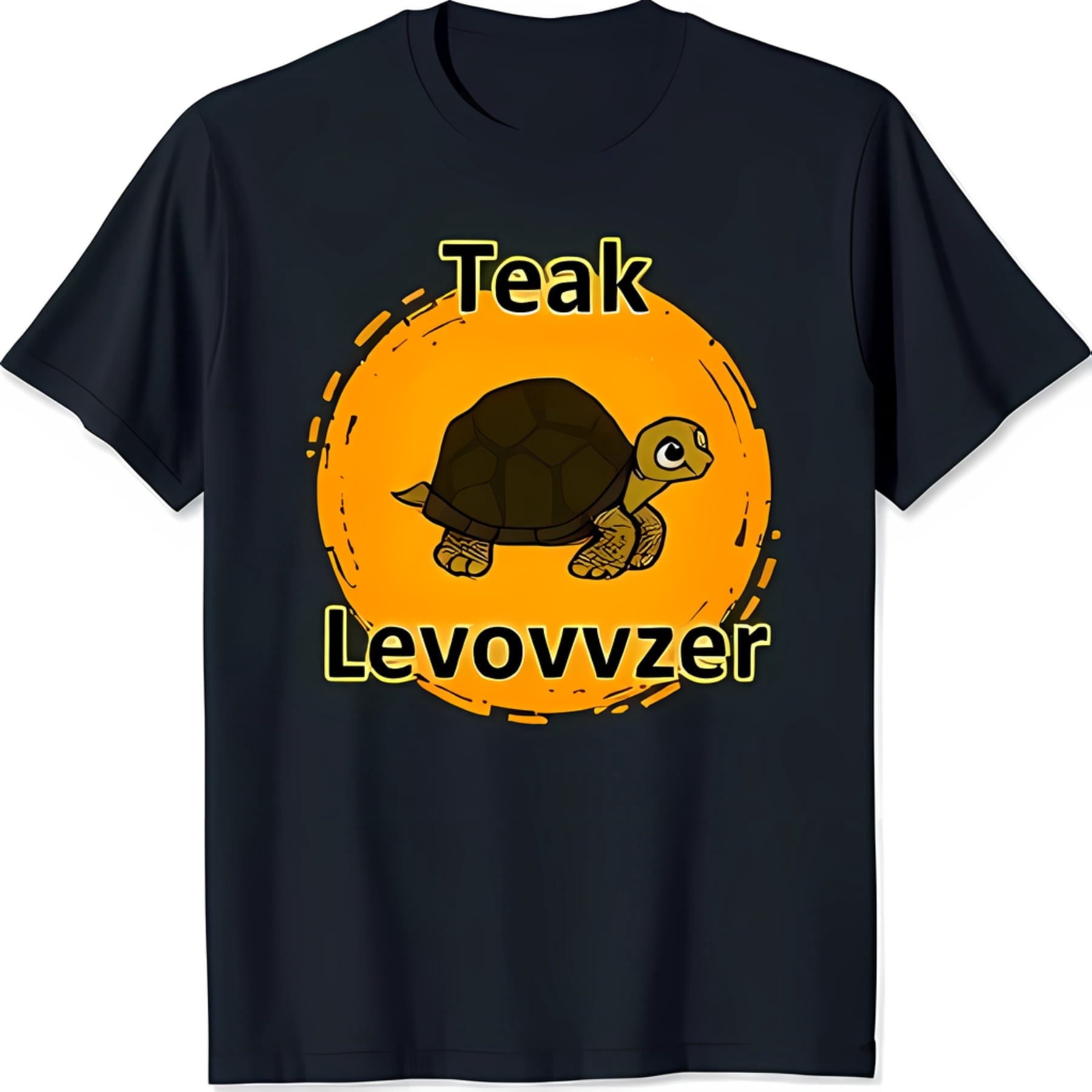 CharmDream Weave Black T-Shirt with Cartoon in Yellow Circle 'Teak ...
