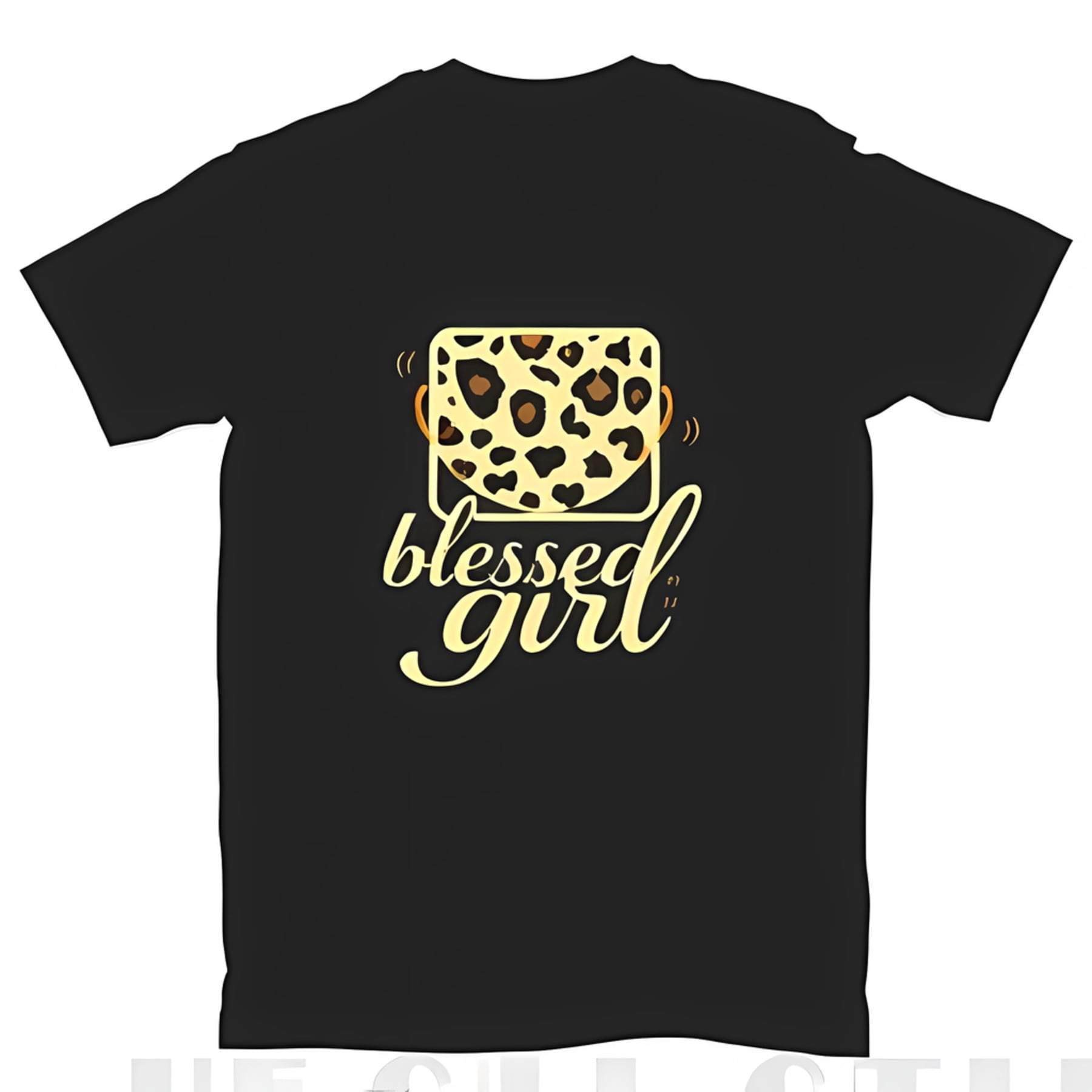 CharmDream Weave Black T-Shirt with Print Square & Gold Accents ...
