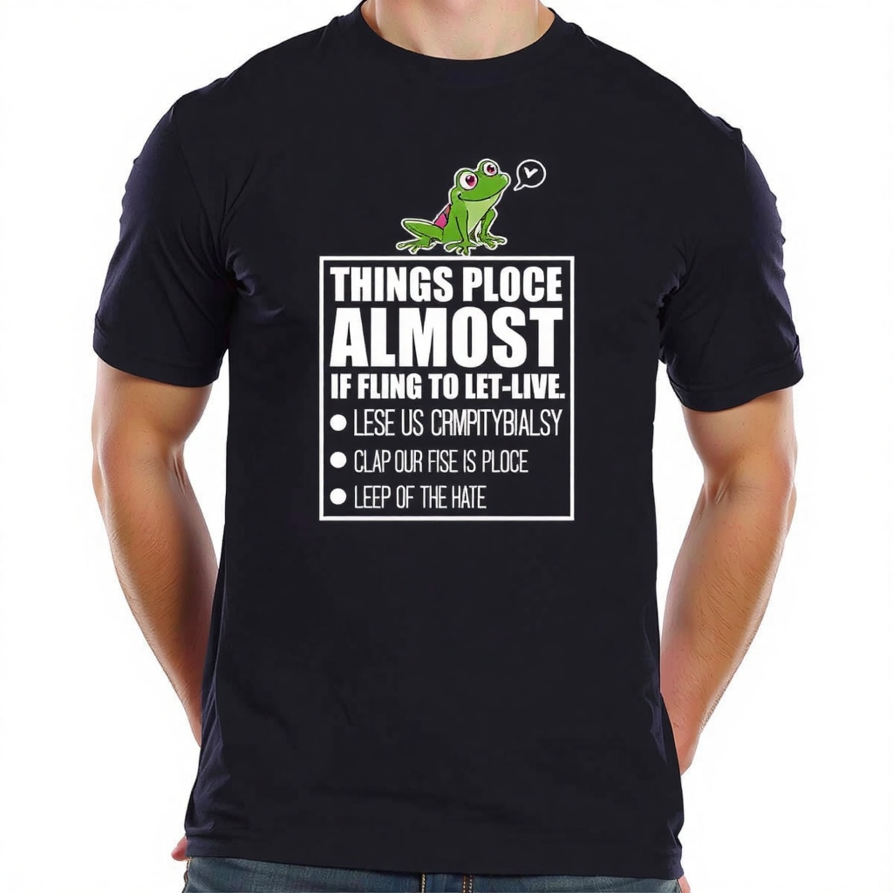 CharmDream Weave Funny Cartoon T-Shirt "THINGS PLOCE ALMOST" Graphic ...