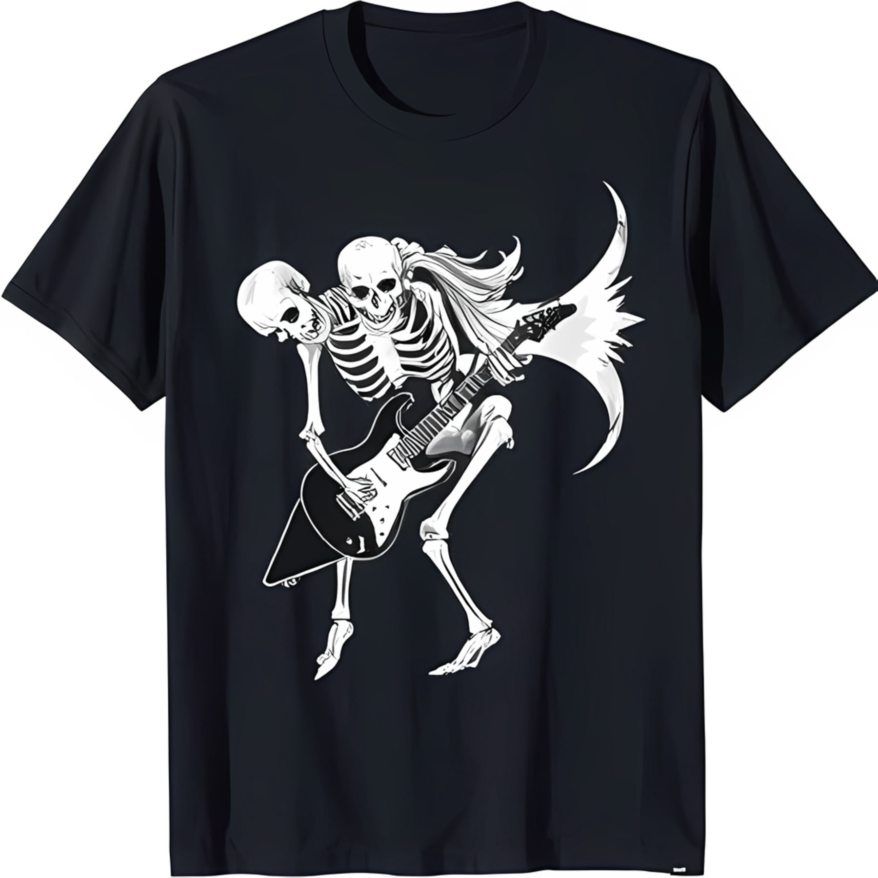 CharmDream Weave Rock Out in Style: Black T-Shirt with Skeleton Playing ...