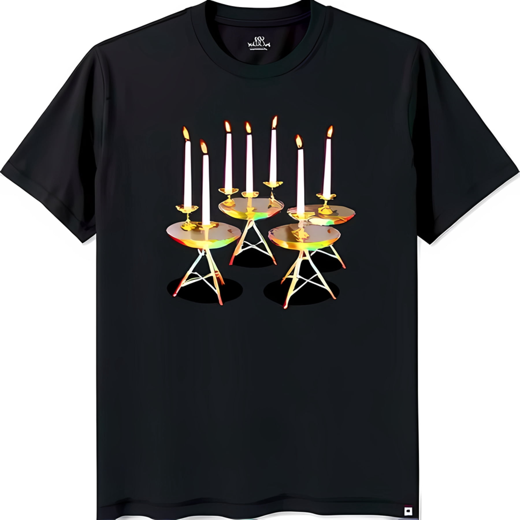 CharmDream Weave Stylish Black T-Shirt with Centered Graphic of 7 White ...