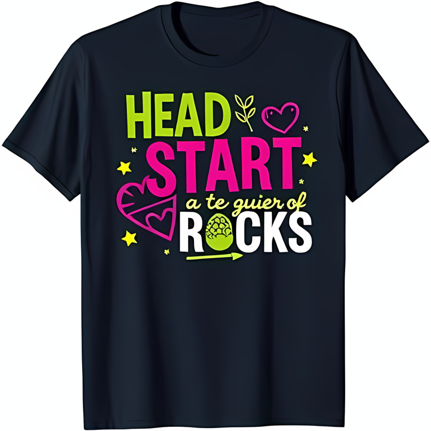 CharmDream Weave Whimsical Graphic Black T-Shirt 'Head Start a te guier ...
