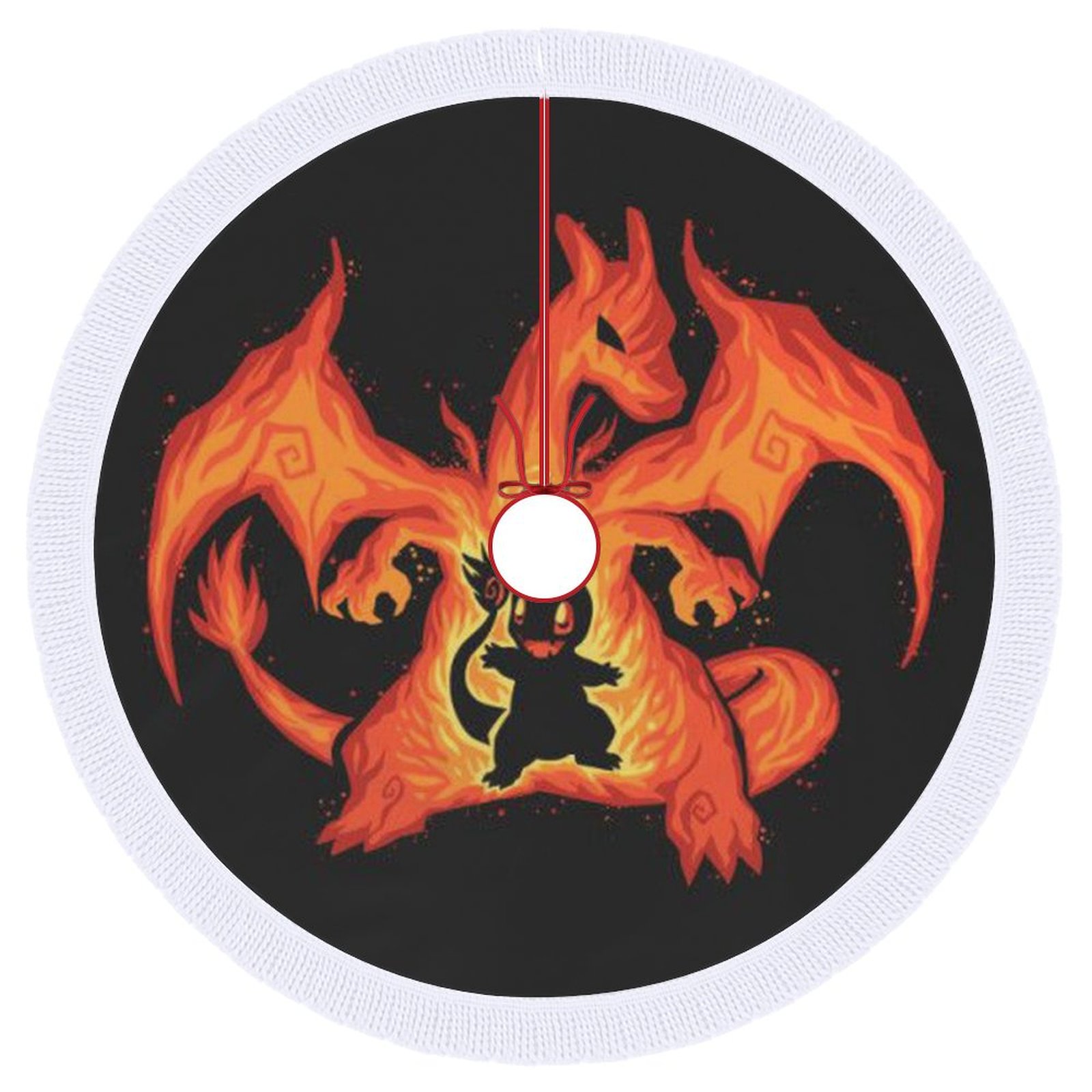 Charmander Anime Go Christmas tree skirt Christmas tree mat with fringe ...