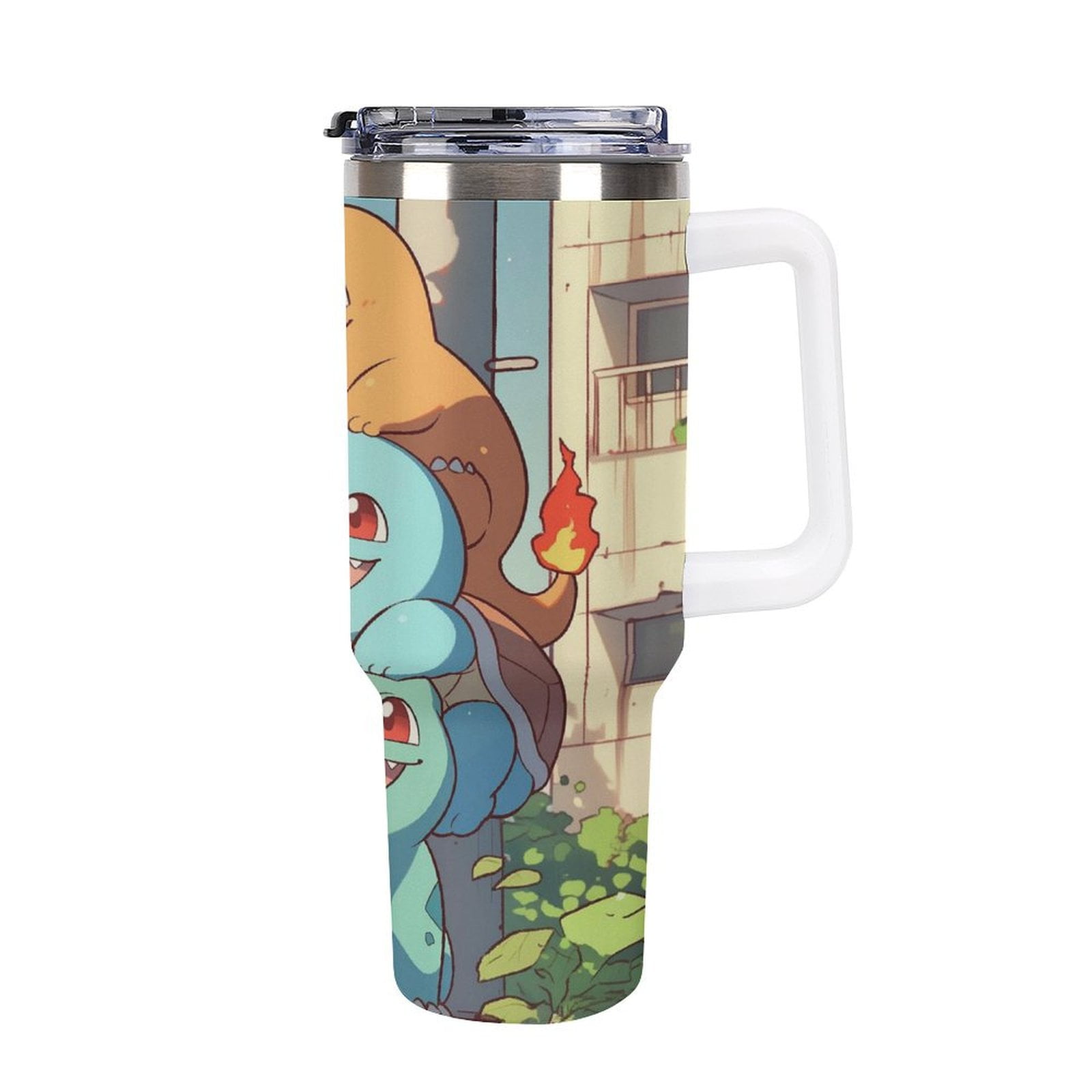 Charmander Car Cup Tumbler with Handle & Straw 40Oz Cupholder Water ...