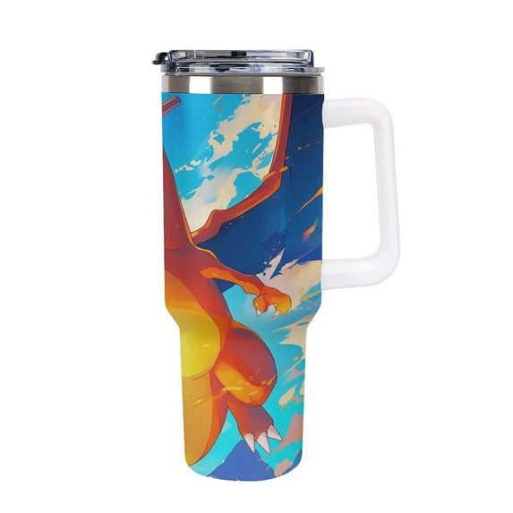 Charmander Car Cup Tumbler with Handle & Straw 40Oz Cupholder Water ...