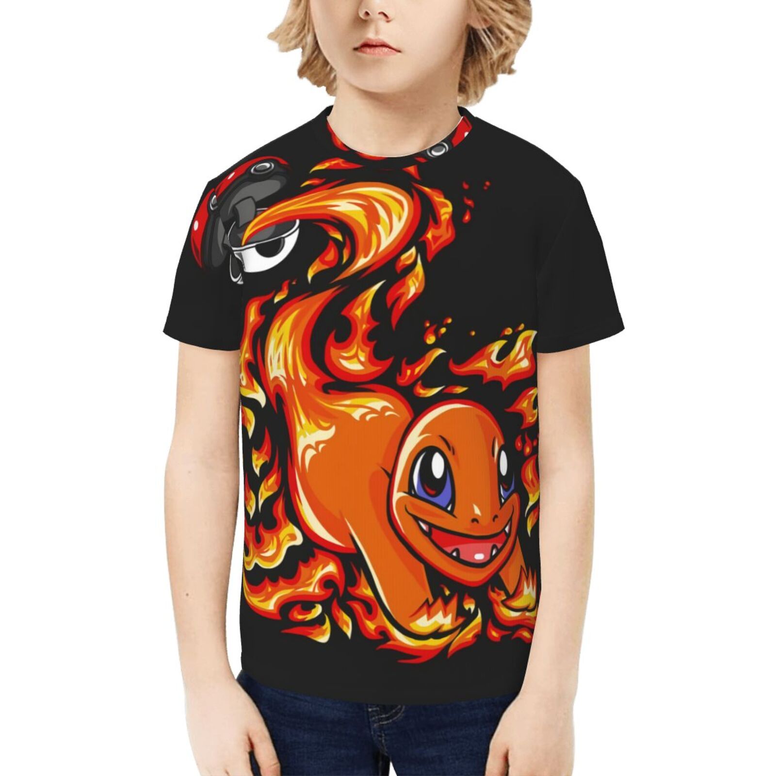 Charmander Kids 3D Print Graphic T Shirts Funny Cartoon Casual Short ...
