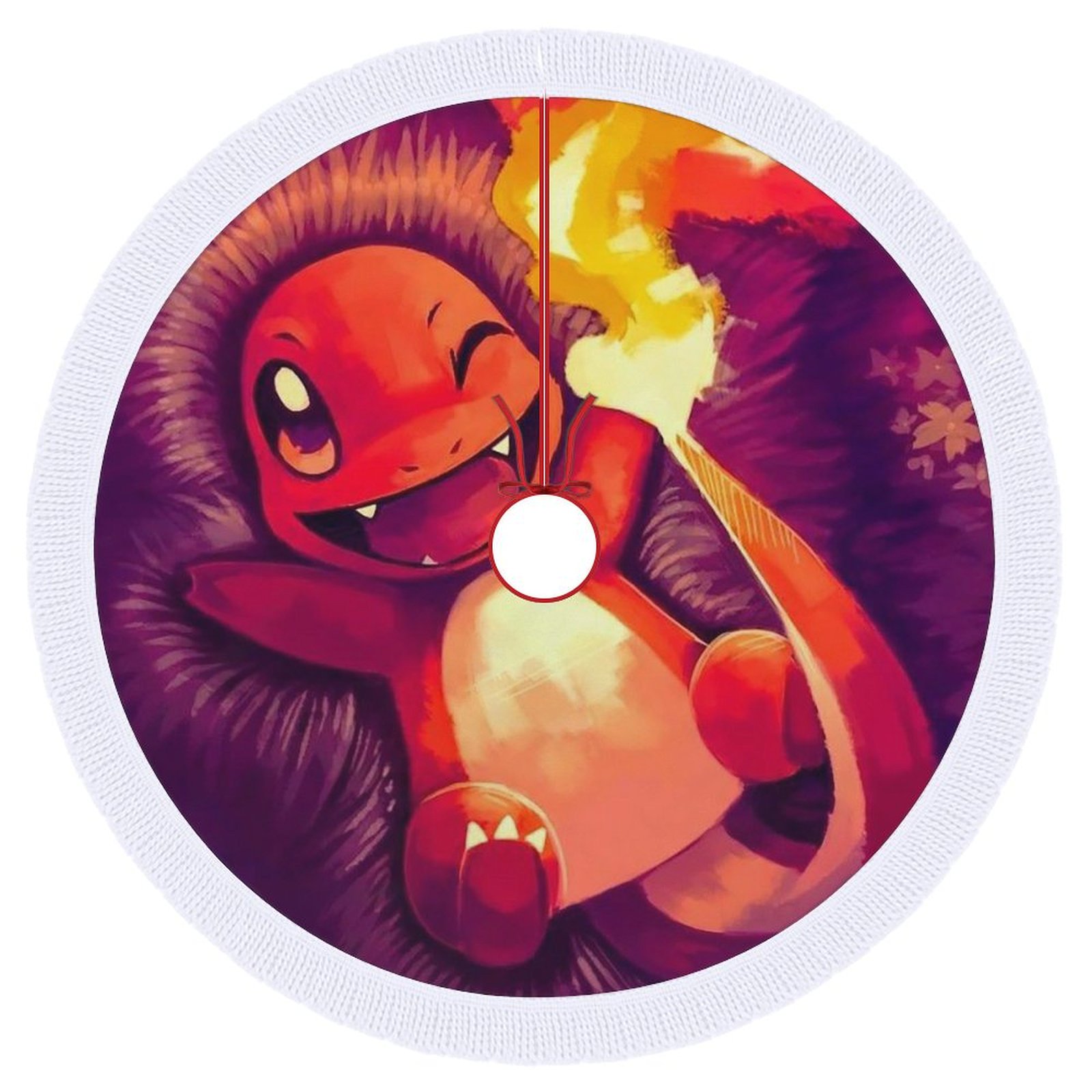 Pokemon Charmander Christmas tree skirt Christmas tree mat with fringe ...