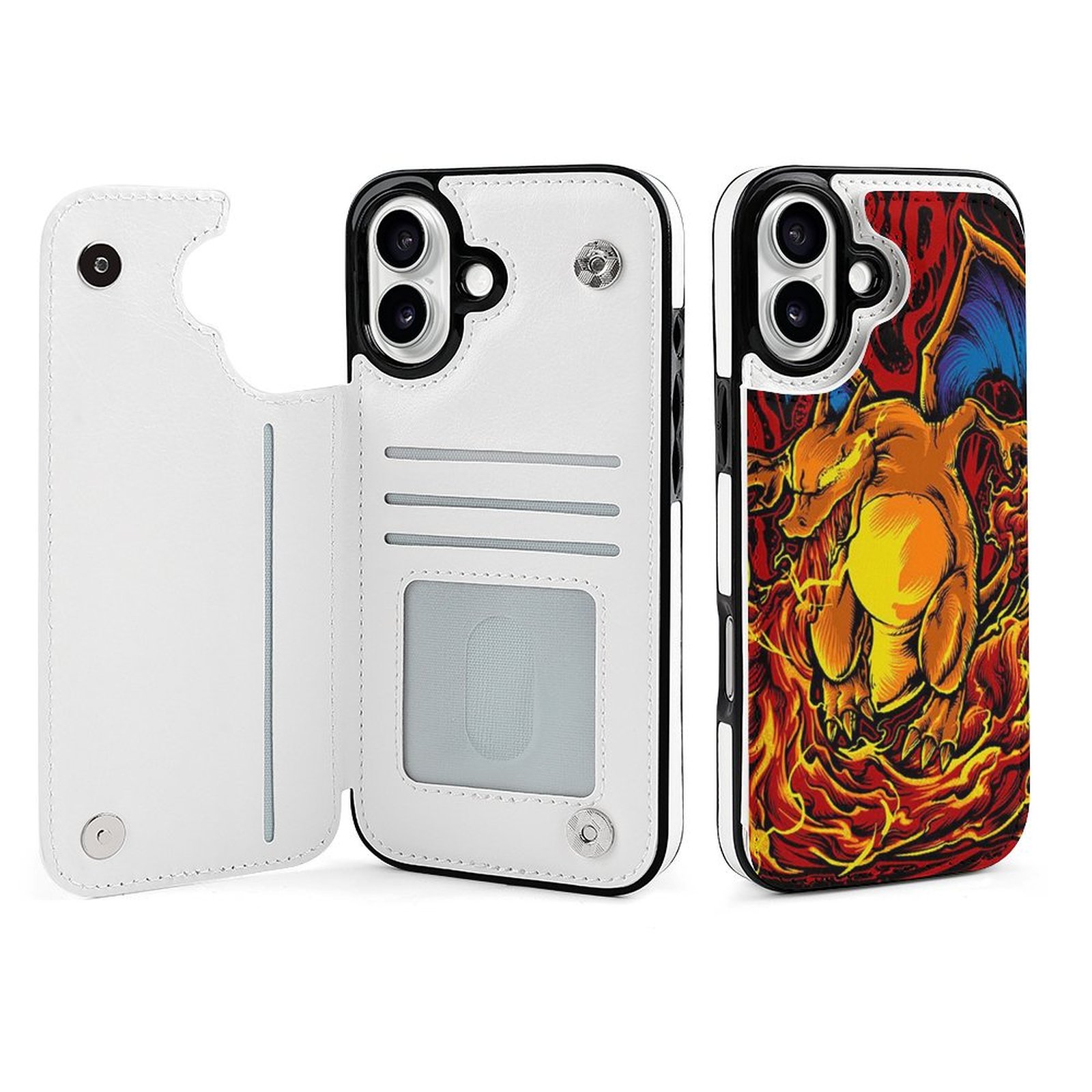 Charmander Mega X Y Anime Go Flip Cover for iPhone 16 Pro Max/16 Pro/16 ...