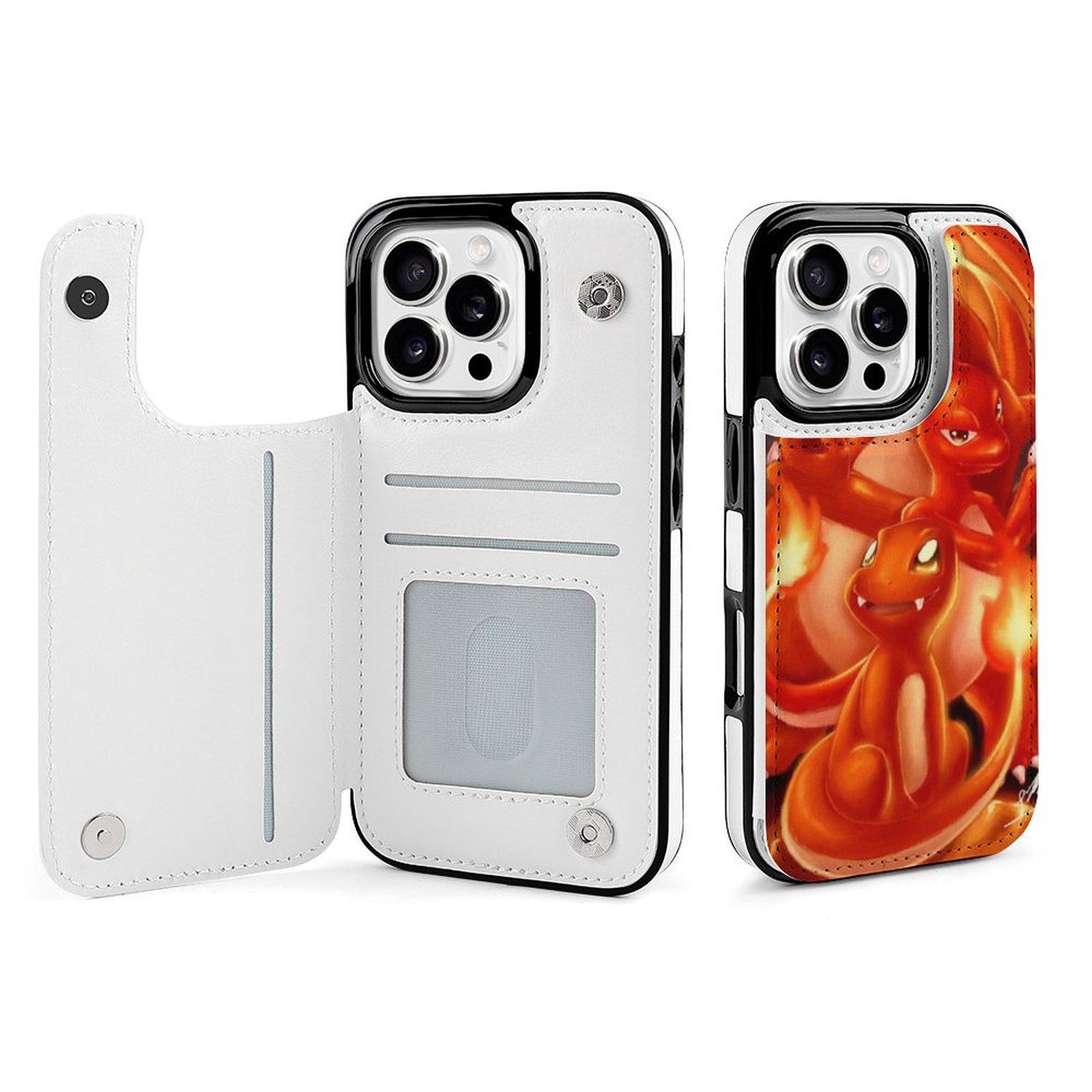 Charmander Mega X Y Anime Go Flip Cover for iPhone 16 Pro Max/16 Pro/16 ...