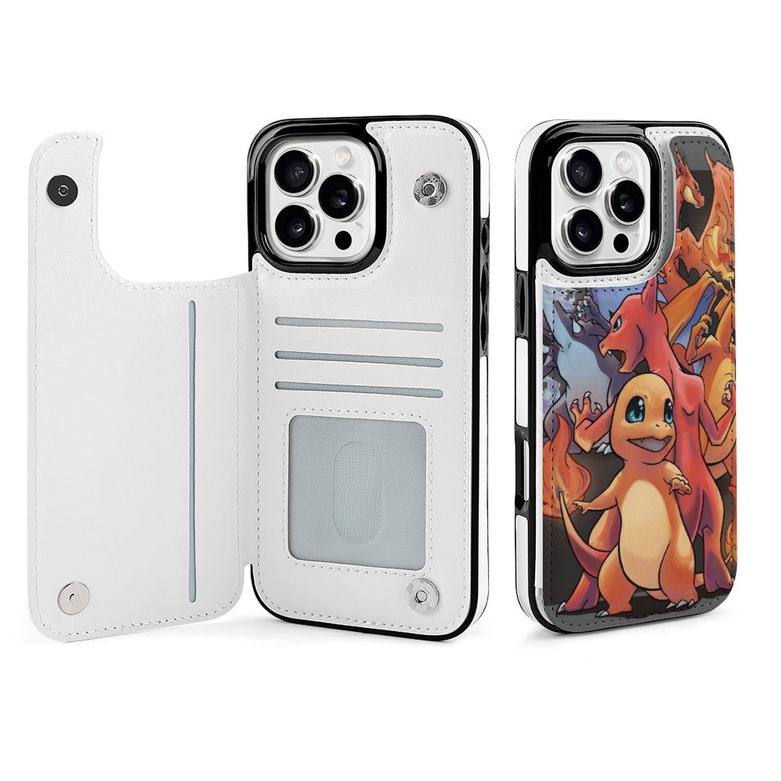 Charmander Mega X Y Anime Go Flip Cover for iPhone 16 Pro Max/16 Pro/16 ...