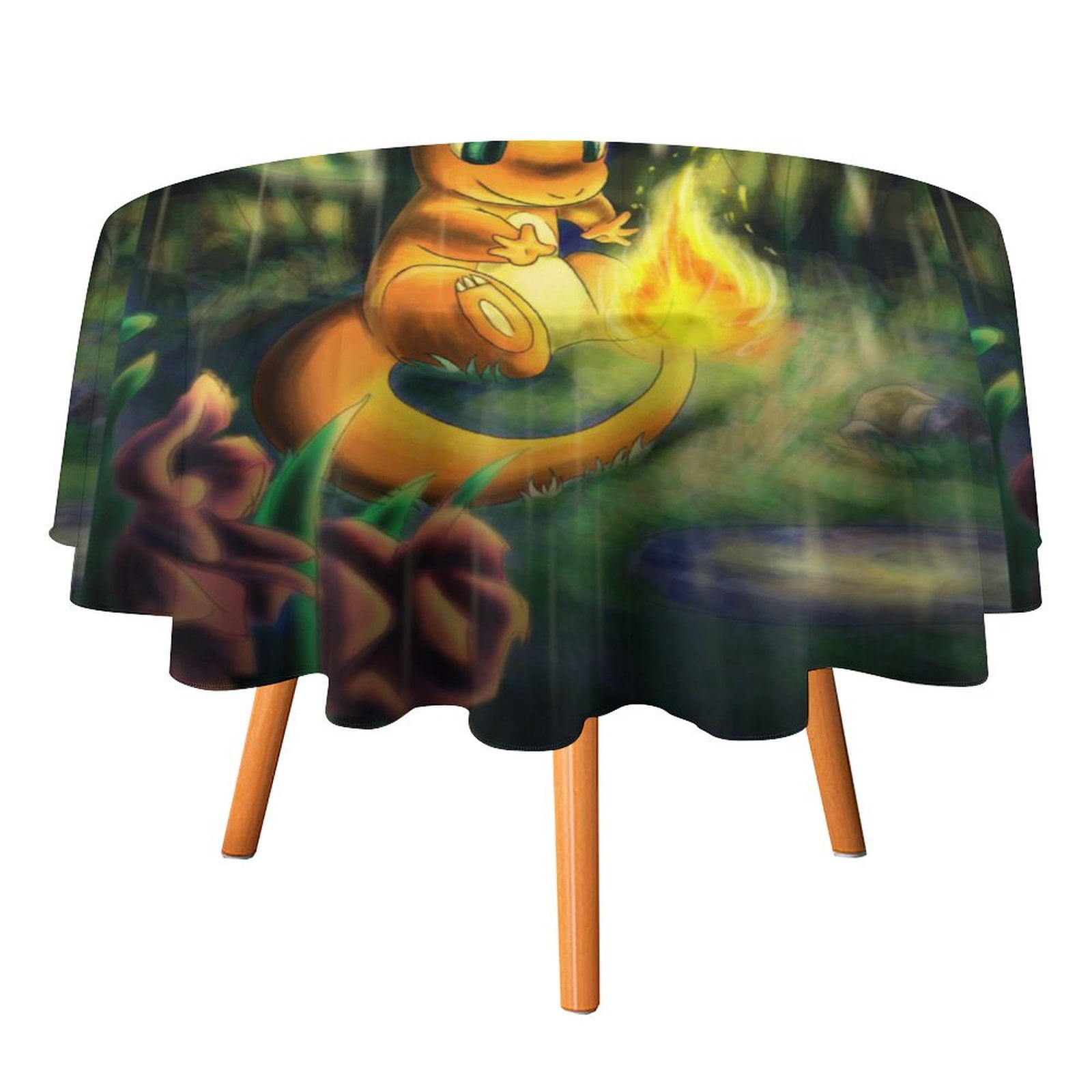 Charmander Mega X Y Anime Go Table Cloth Round Tablecloth Polyester ...