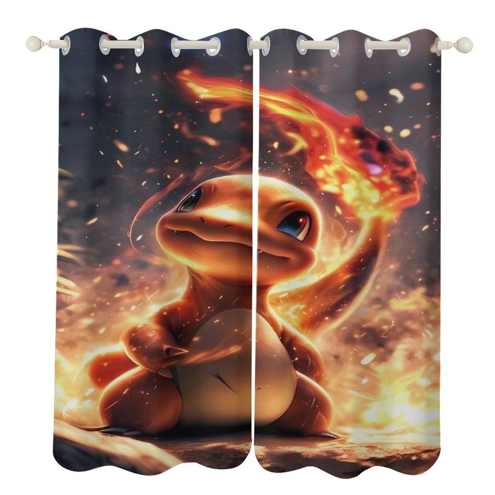 Charmander Curtain Blackout Thermal Insulated Drapes Bedroom Perforated ...