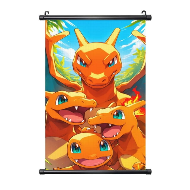 Charmander Poster Plastic Shaft Wall Hanging Banner Painting Canvas ...