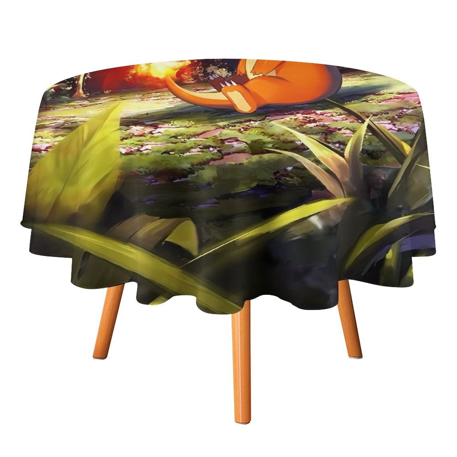Charmander Round Table Cloth Washable Reusable Round Tablecloth Cartoon ...