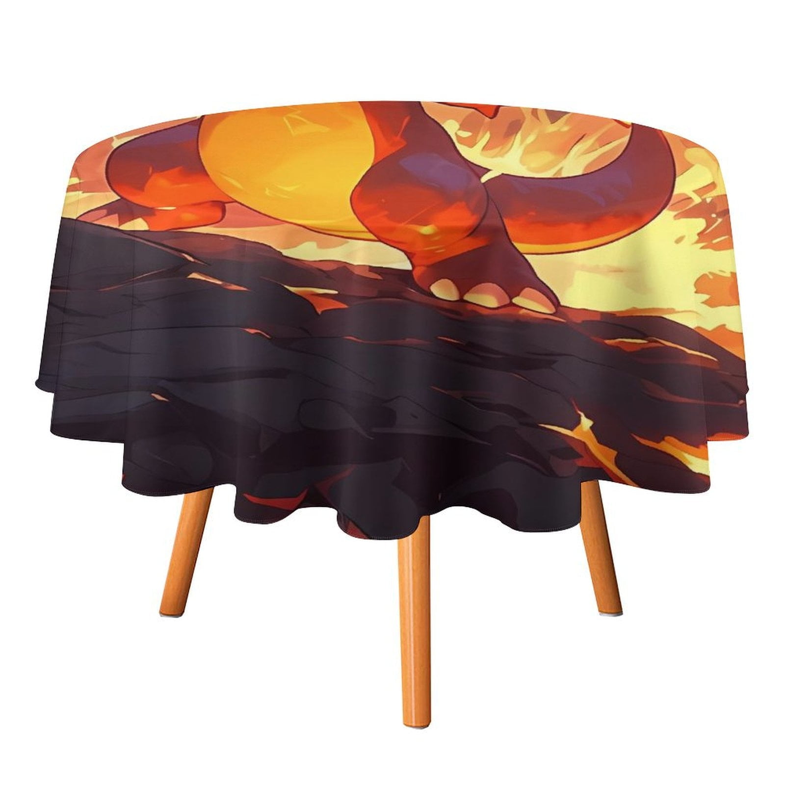 Charmander Round Table Cloth Washable Reusable Round Tablecloth Cartoon ...