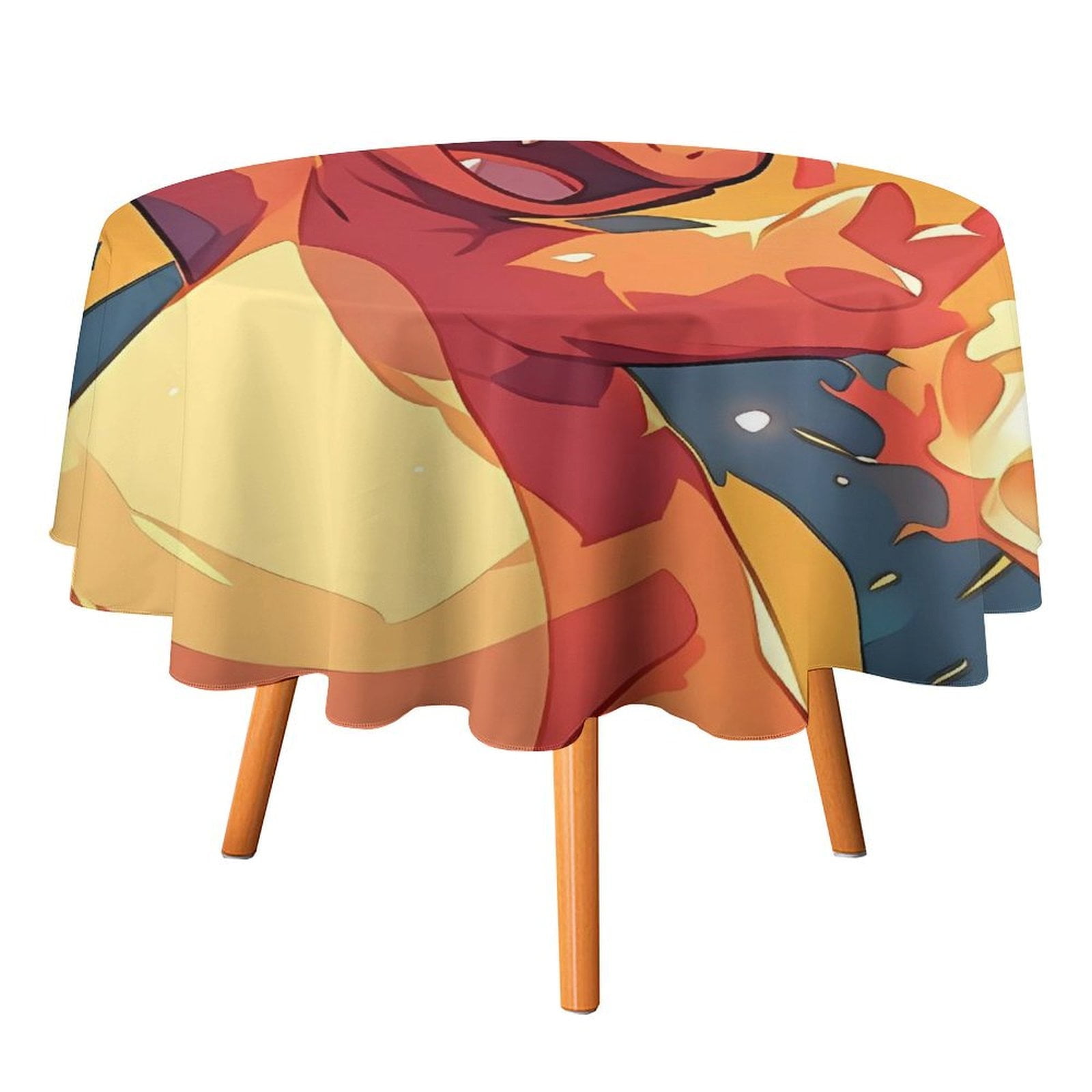 Charmander Round Table Cloth Washable Reusable Round Tablecloth Cartoon ...