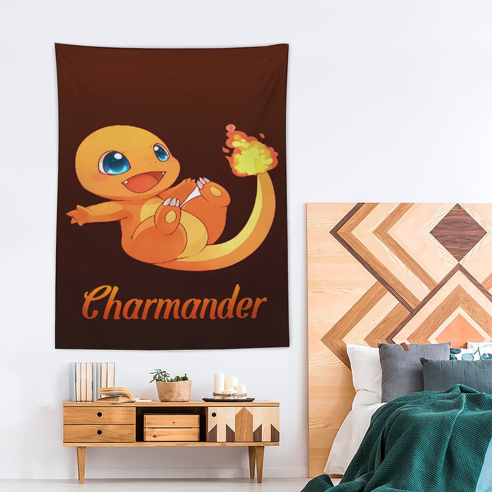 Charmander Tapestry Bedroom Indie Vertical Tapestry Wall Hanging for Living Room Dorm 4 Sizes to ...