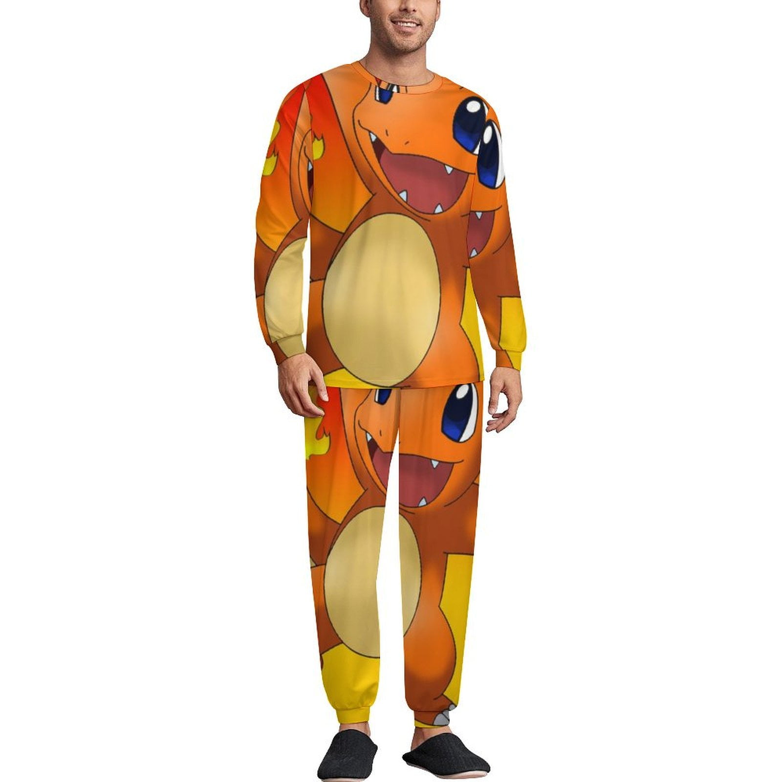 Charmander Unisex Adults Round Neck Pajama Set Two Piece Set Pajama ...