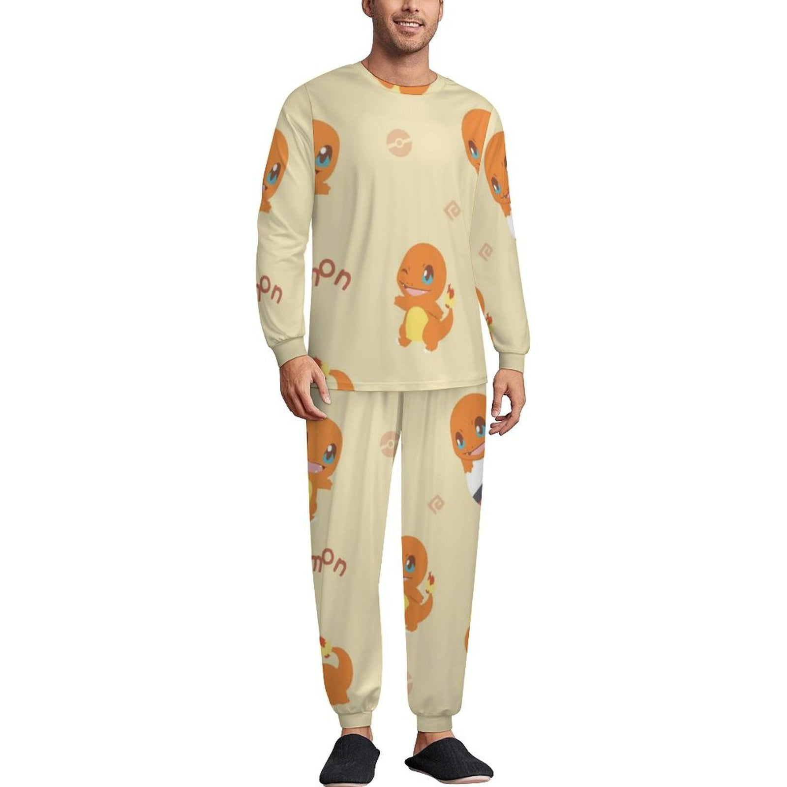 Charmander Unisex Adults Round Neck Pajama Set Two Piece Set Pajama ...