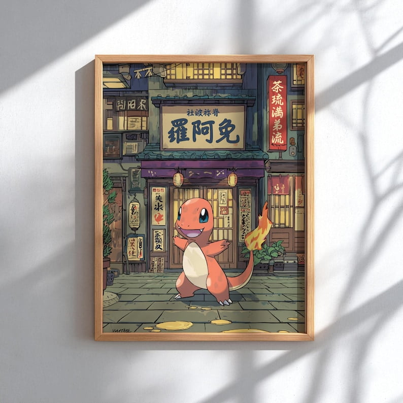 Charmander in a Ramen Shop Fan Art Poster – Pokemon Wall Art Print ...