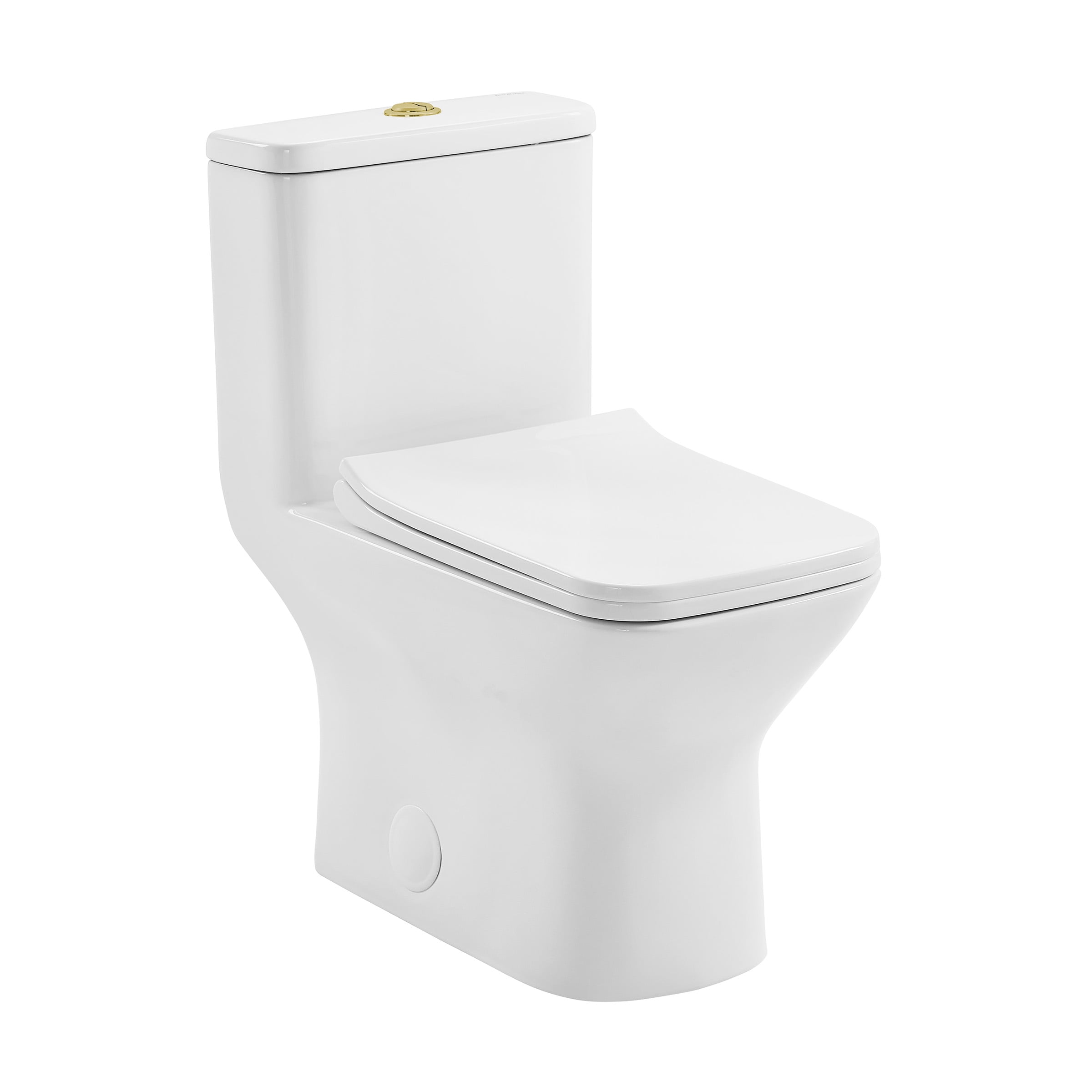 Charme One Piece Square Toilet Dual Flush, Brushed Gold Hardware 1.1/1. ...