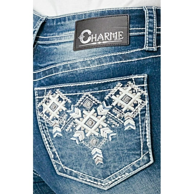 Charme by Grace in LA Jeans Women's Aztec Embroidered Bootcut Stretch ...