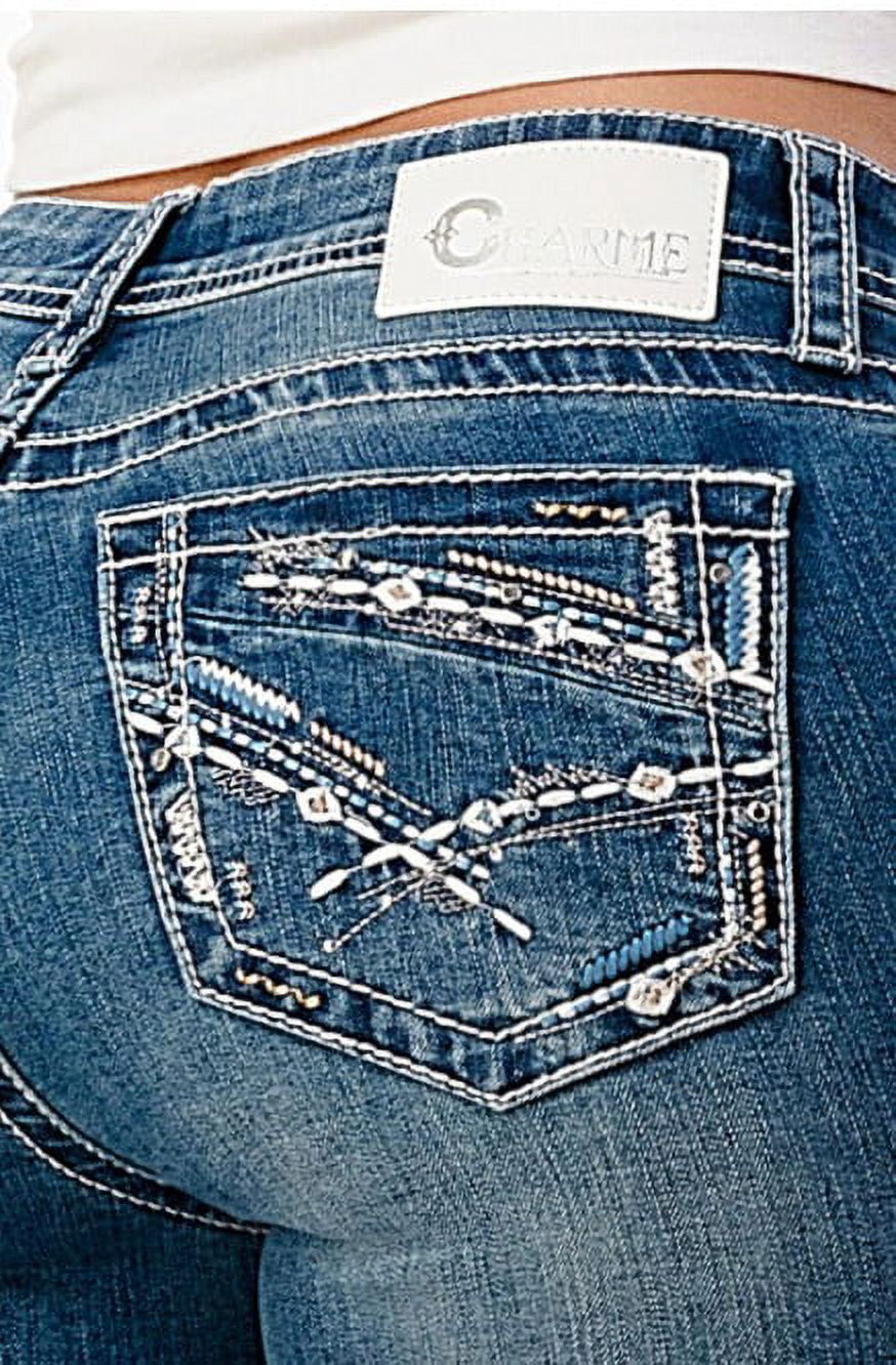 CHARMEJEANS Women's Aztec Embroidered Bootcut Stretch Jeans, 26 Blue ...