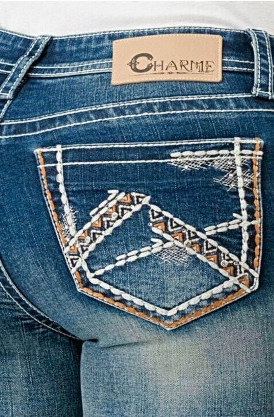 Charme by Grace in LA Women's Aztec Heavy Stitching Embroidered Bootcut ...