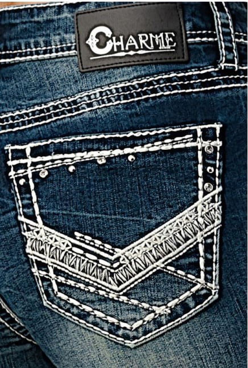 Charme by Grace in LA Women's Heavy Stitch Embroidered Bootcut Stretch ...