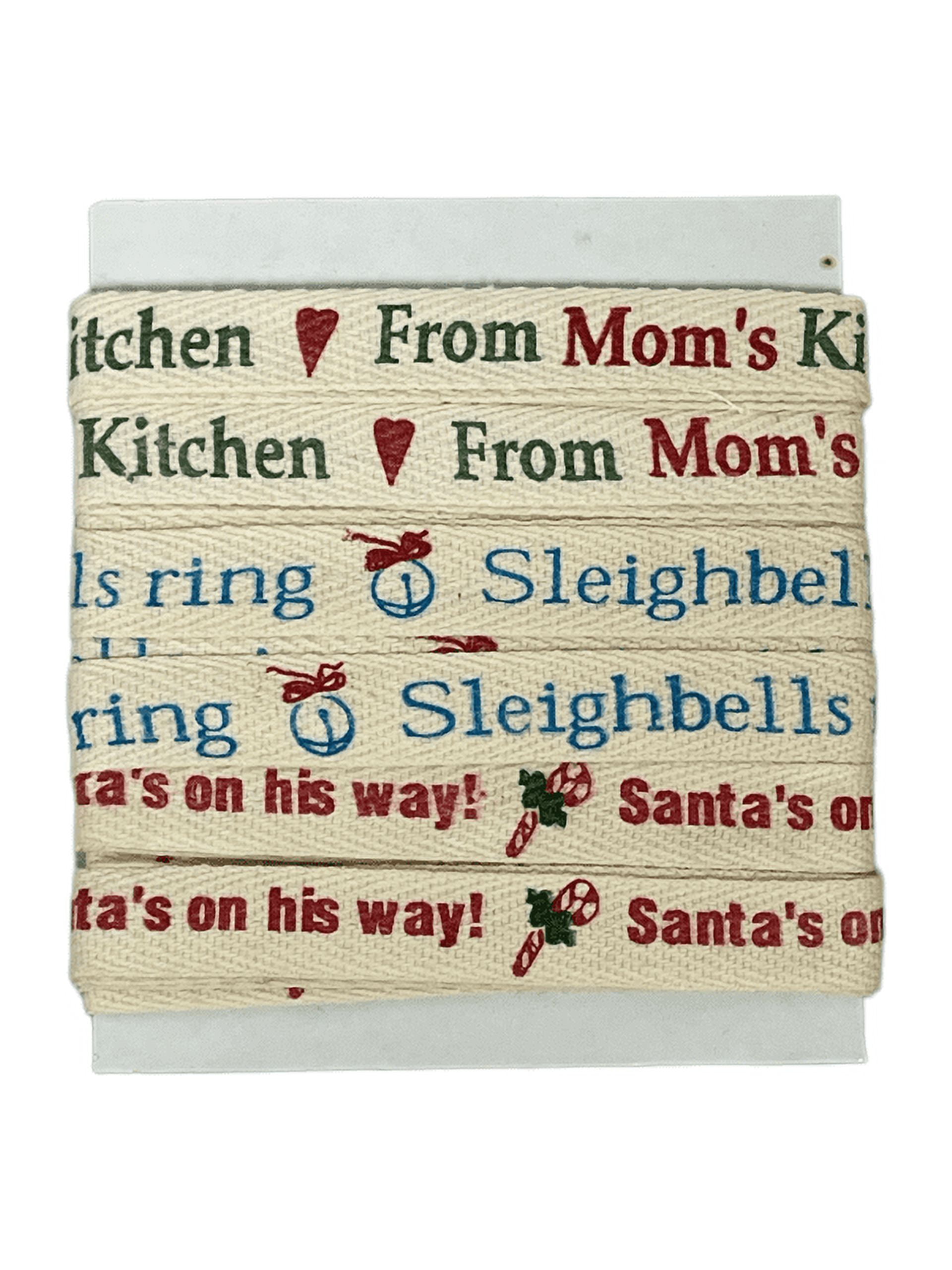 Charmed 1/2" Christmas Natural Cotton Twill Tape Ribbon "From Mom's ...