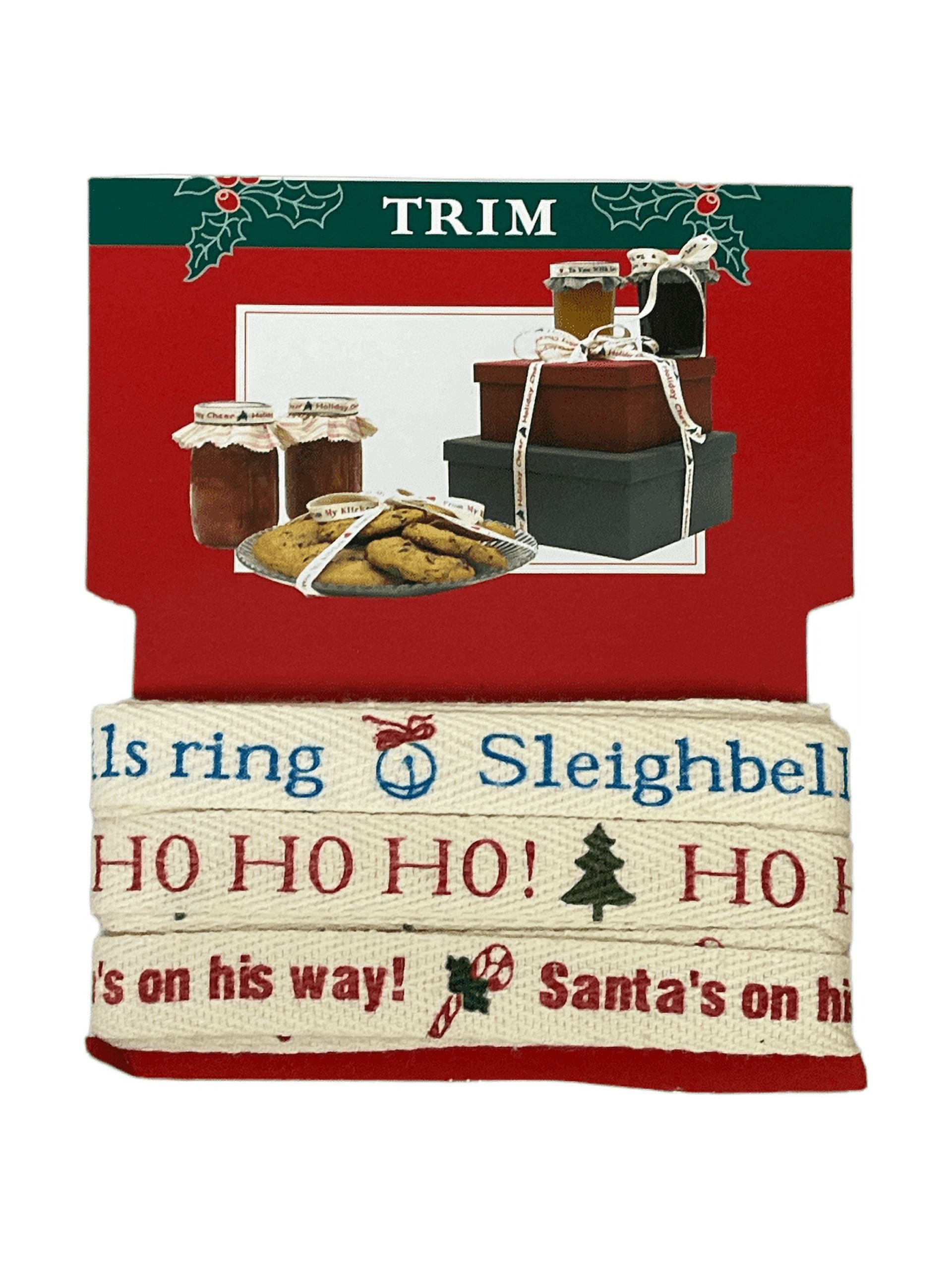 Charmed 1/2" Christmas Natural Cotton Twill Tape Ribbon "HoHoHO ...