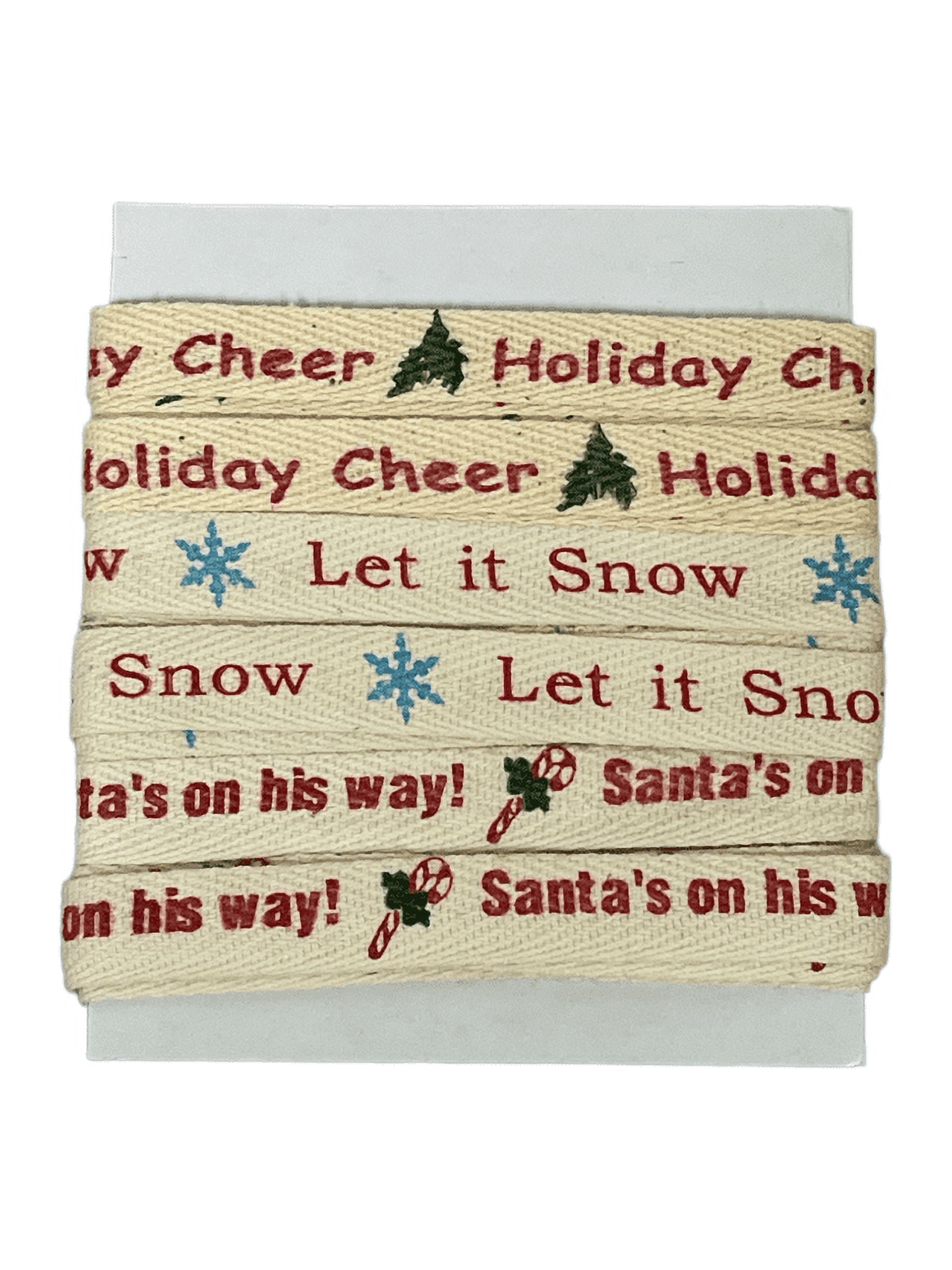 Charmed 1/2" Christmas Natural Cotton Twill Tape Ribbon "Holiday Cheer ...