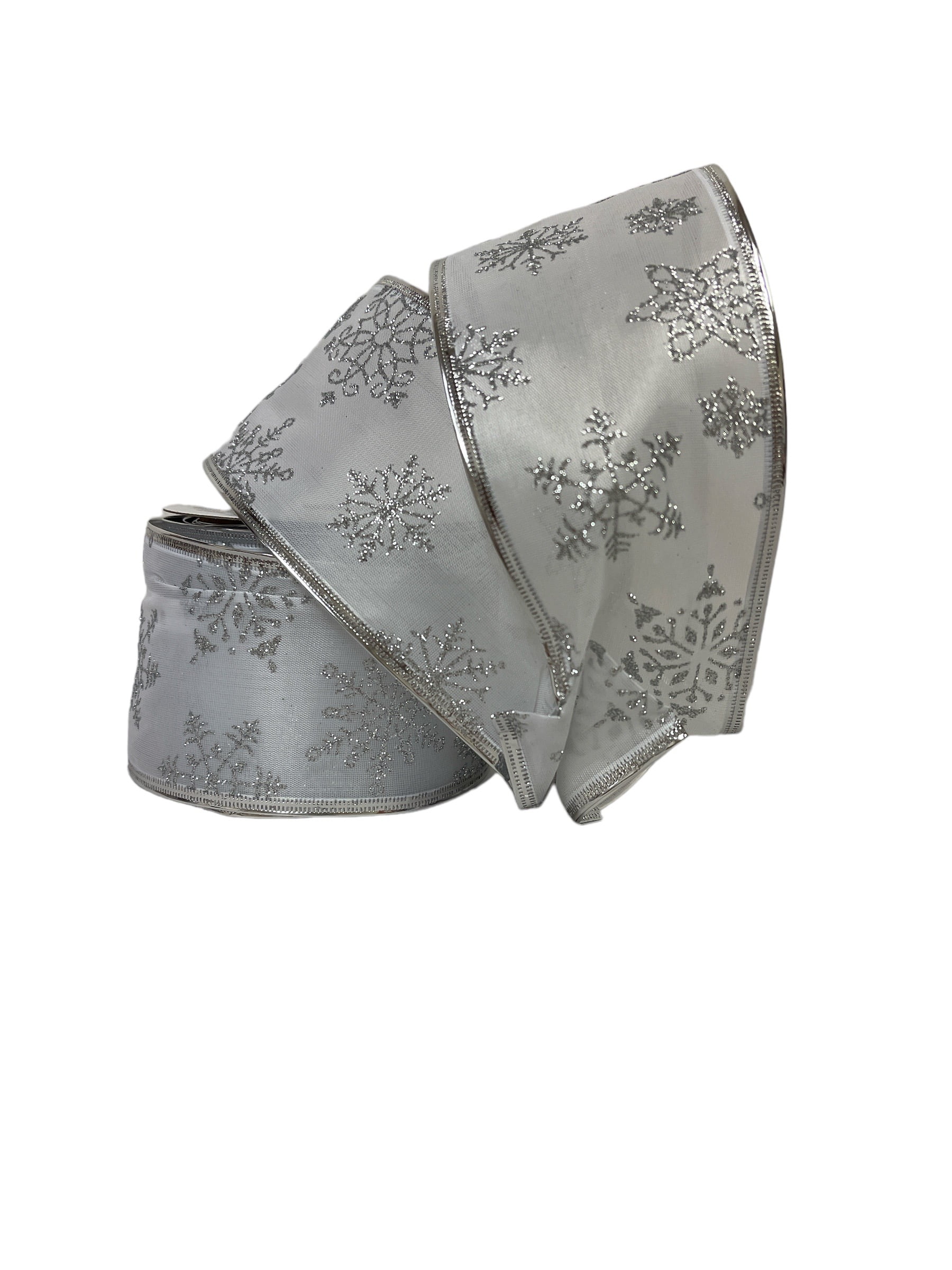 Charmed 2.5" Christmas Wire Edged Ribbon 3 Yards per Roll; White Snow ...