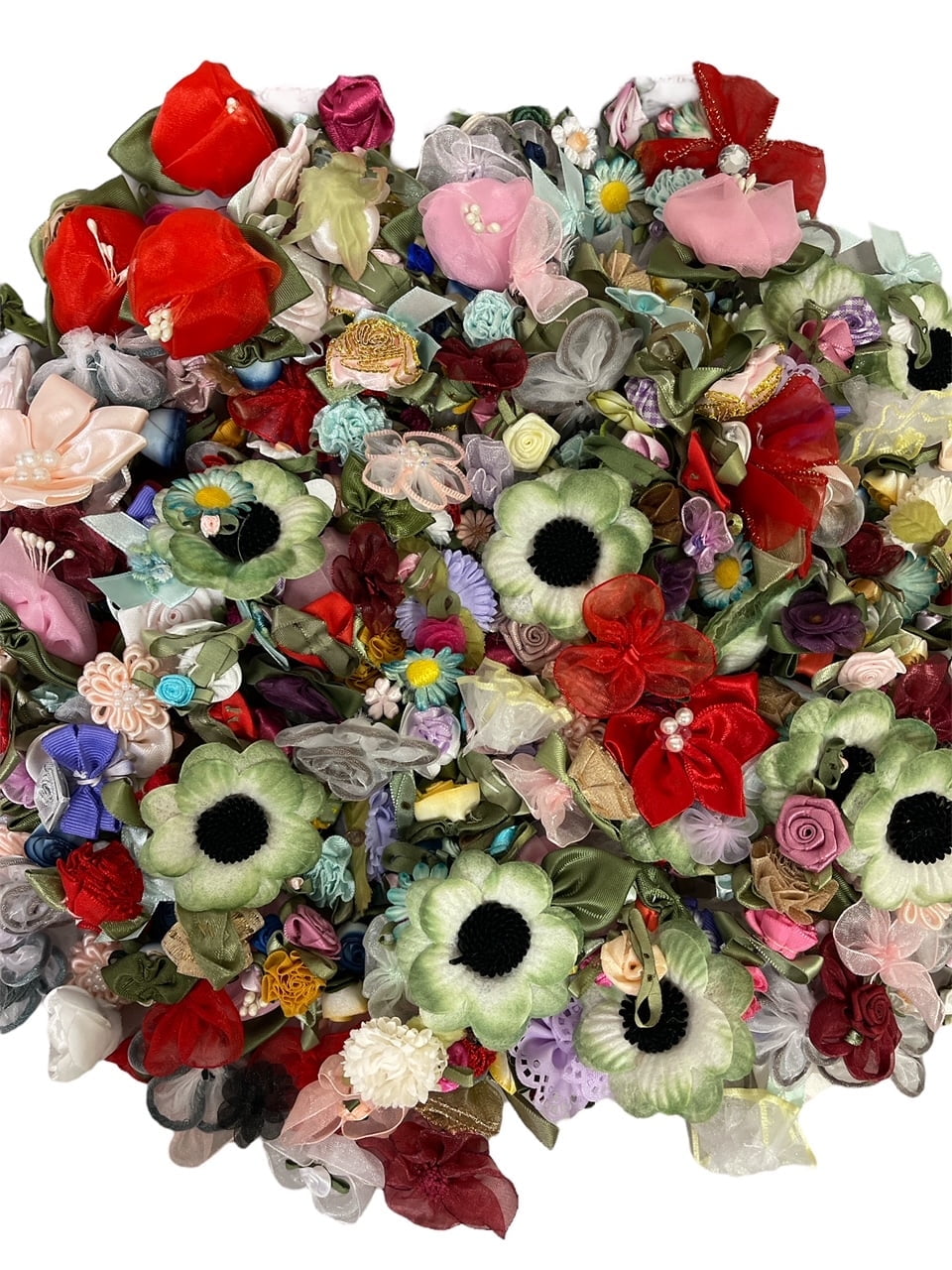 Charmed Assortment of 100 Pieces Small Organza/Satin Flowers Craft and ...