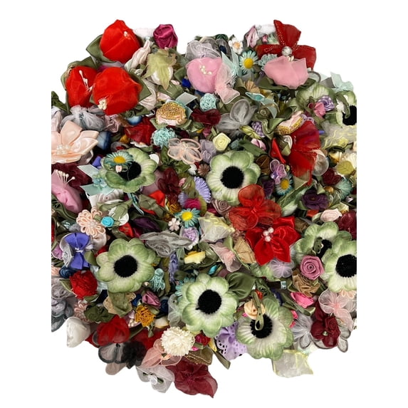 Charmed Assortment of 100 Pieces Small Organza/Satin Flowers Craft and ...