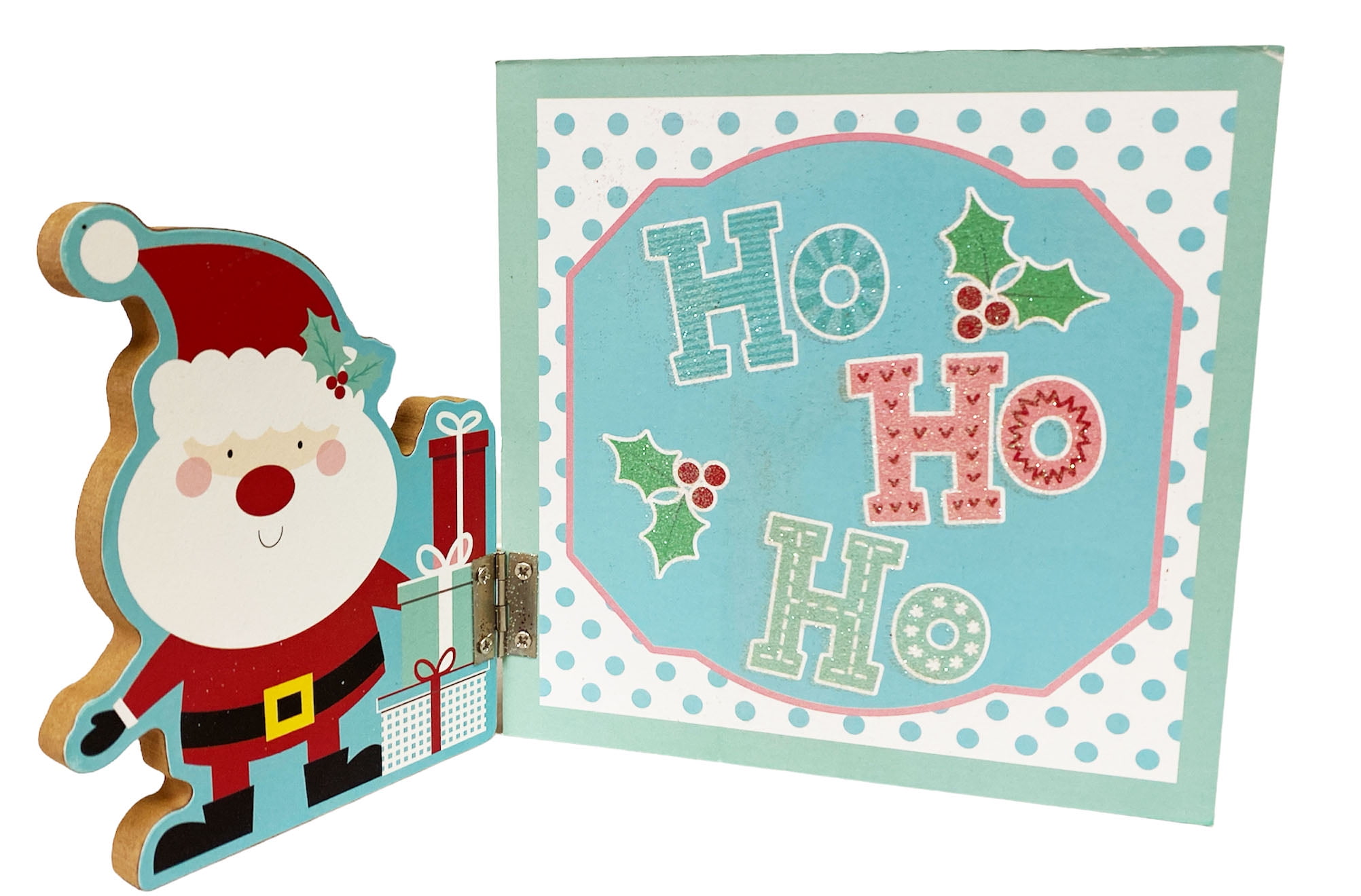 Charmed Christmas MDF Table Top Décor "HoHoHo" Santa Clause Bi-Fold ...