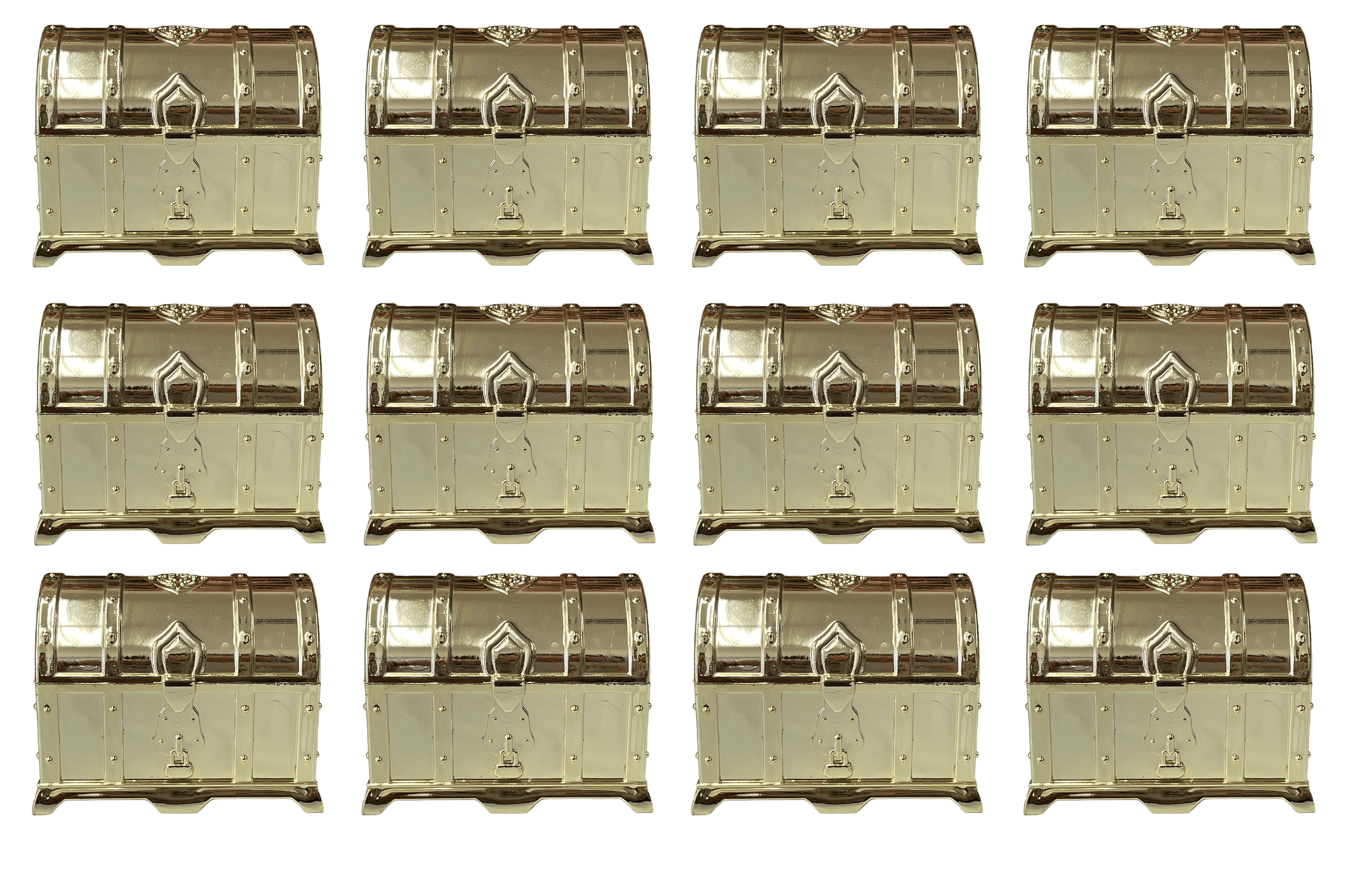 Charmed Gold Plastic Treasure Chest for Wedding Favors Giveaway; 2.5"x2 ...