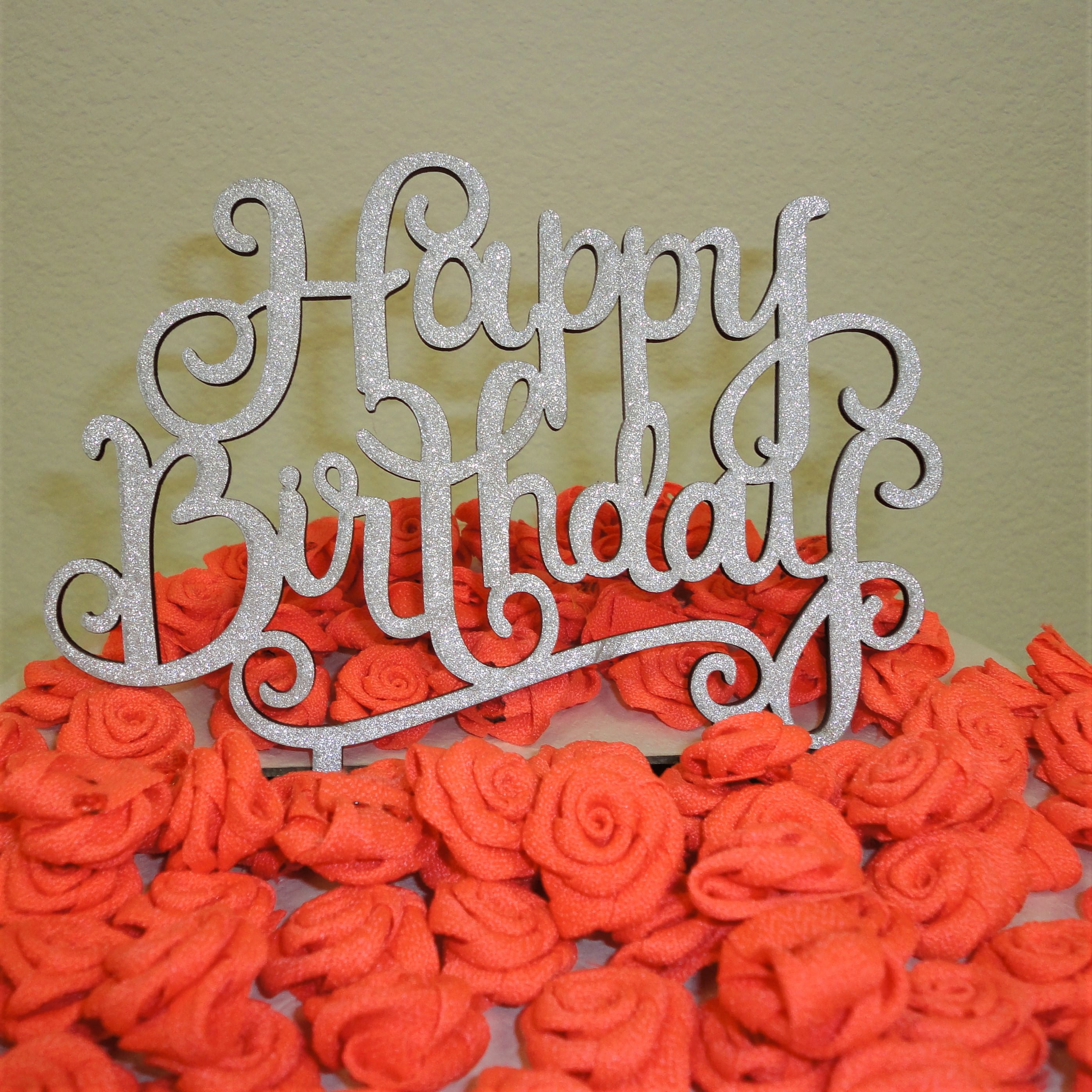 Charmed Happy Birthday Glittered Cake Topper; Silver - Walmart.com