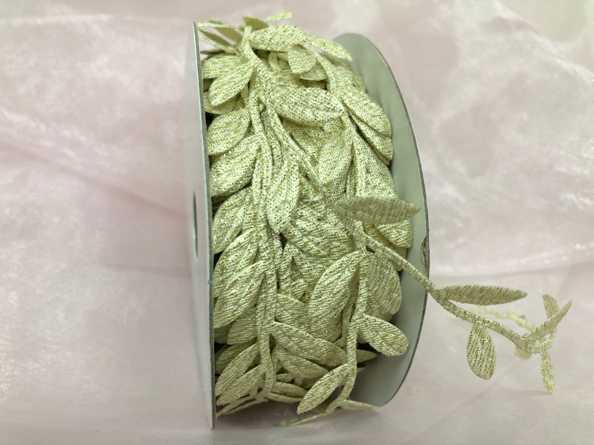 Charmed Leaf Garland Trim Ribbon; Sparkling Gold; 25Yards per Roll ...