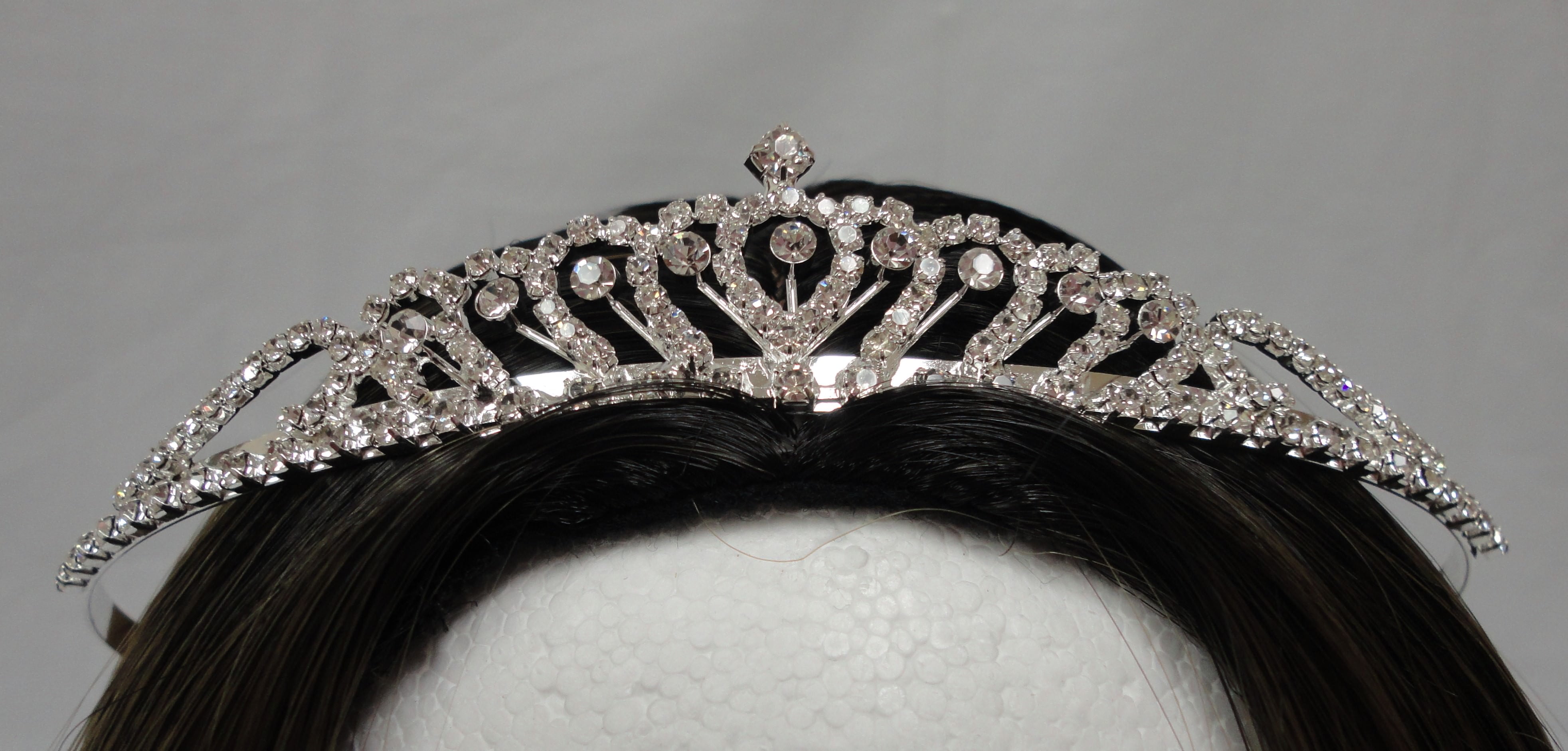 Charmed Princess Silver Rhinestone Tiara, headpiece. Wedding/ Sweet 16 ...