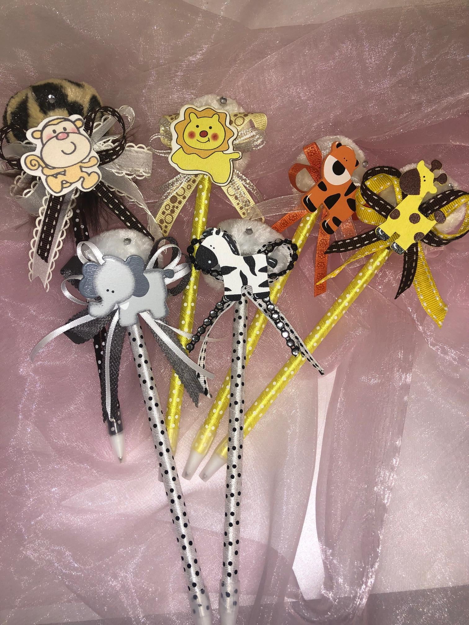 Charmed Safari Theme Baby Shower Cute Pompom Pen Party Favors; Mix 6 ...