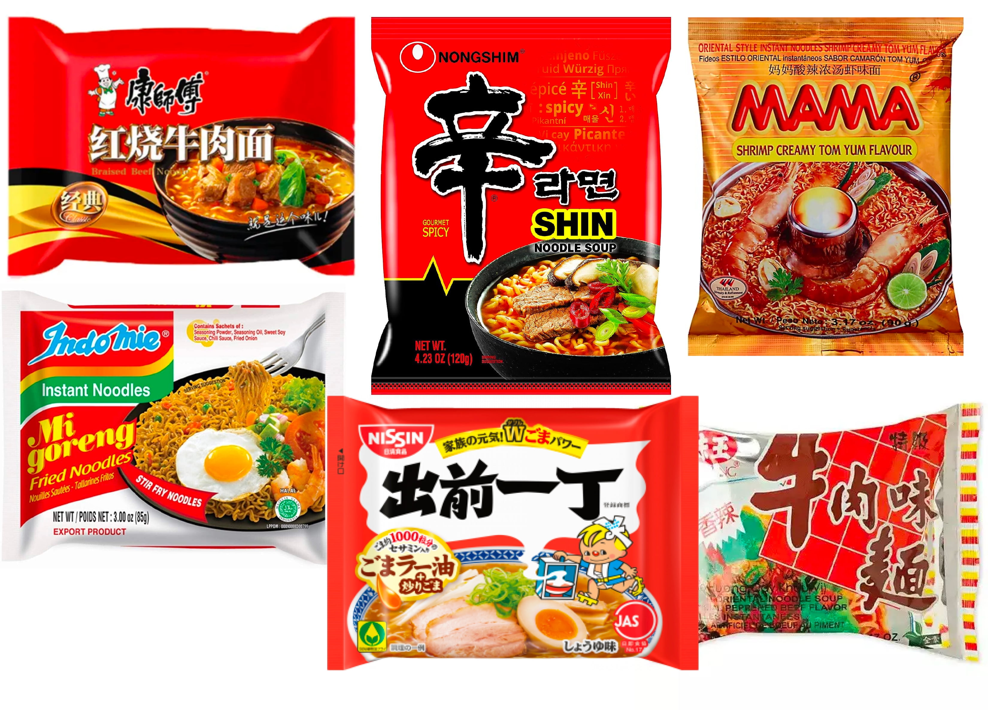 Charmed Selected Best of Asia Instant Noodle Ramen Mix of 6 - Walmart.com