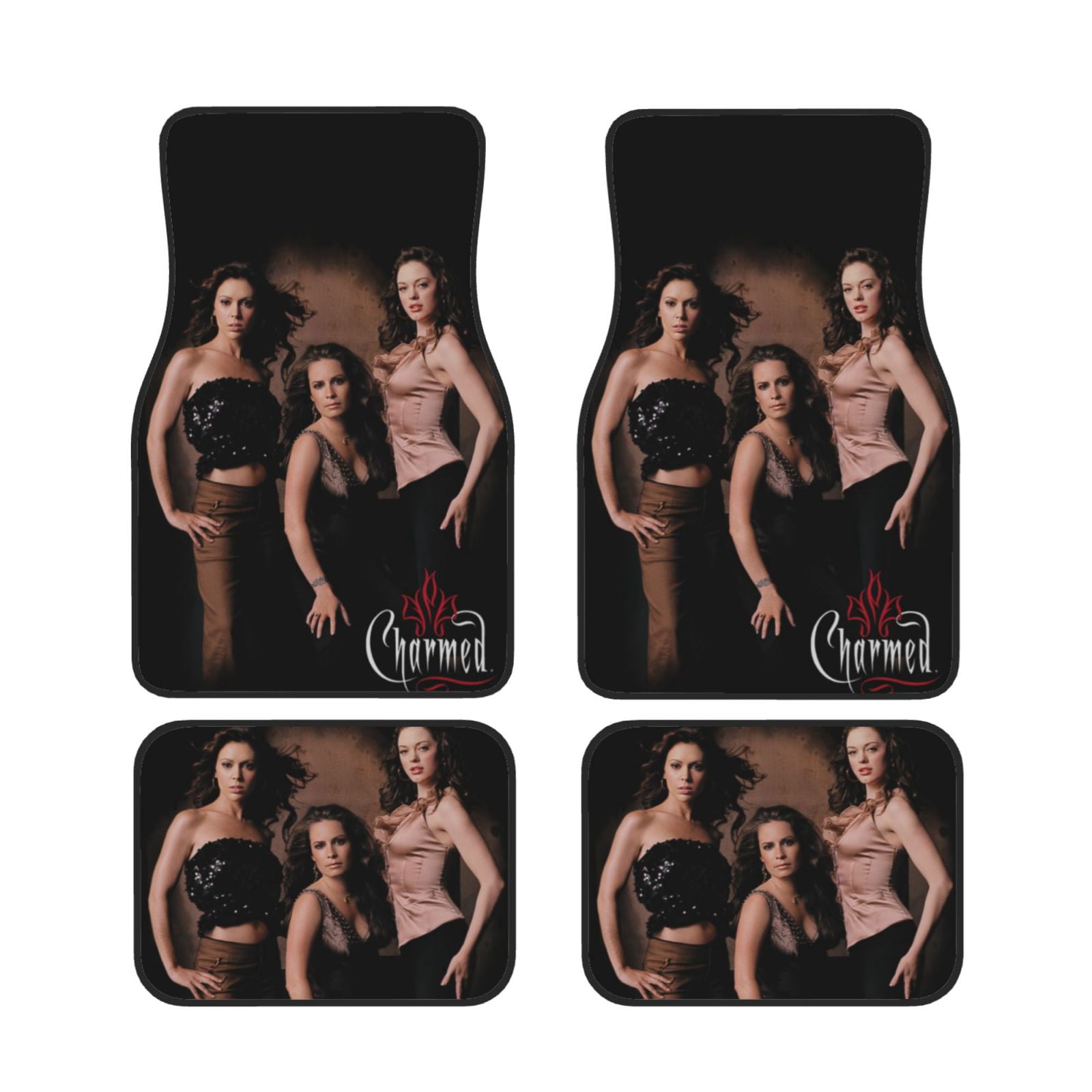 Charmed Set Of 4 Universal Front And Rear Floor Mats With Non-Slip ...