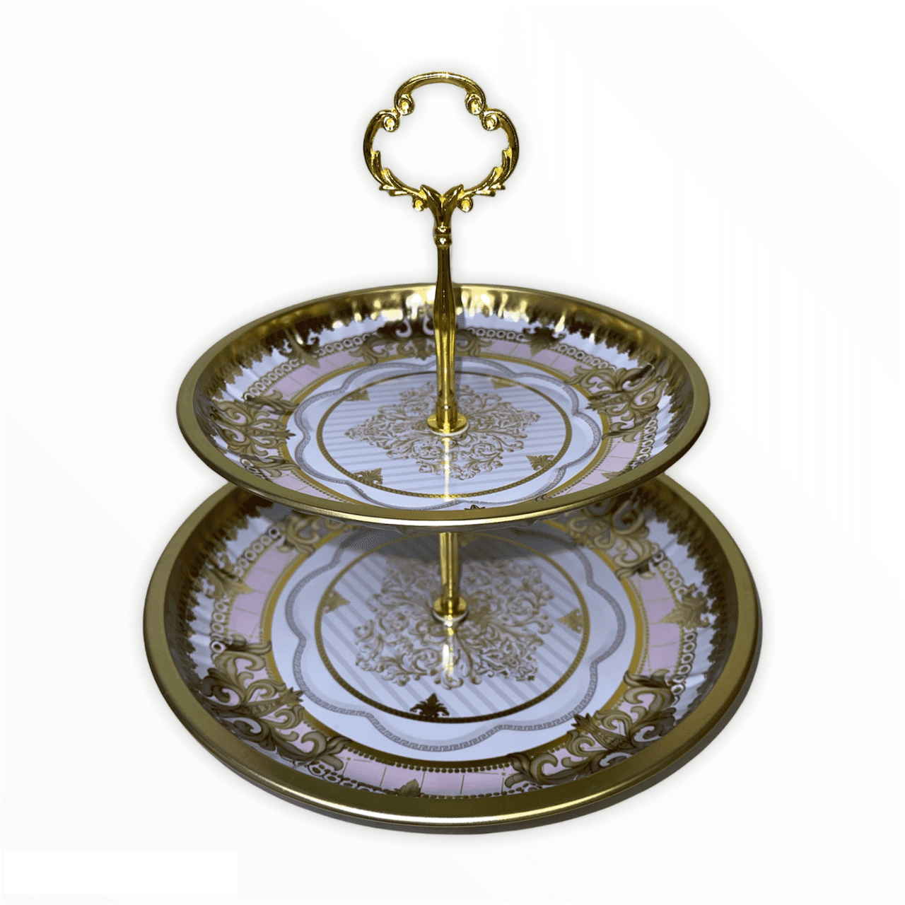 Charmed Victorian 2 Tier Cake and Pastry Stand Server (Pink and Gold ...