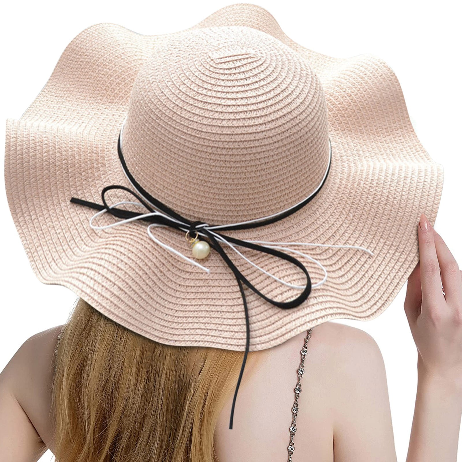 Charmgo Bucket Hat Clearance, Women Summer Wide Straw Hat Beach ...