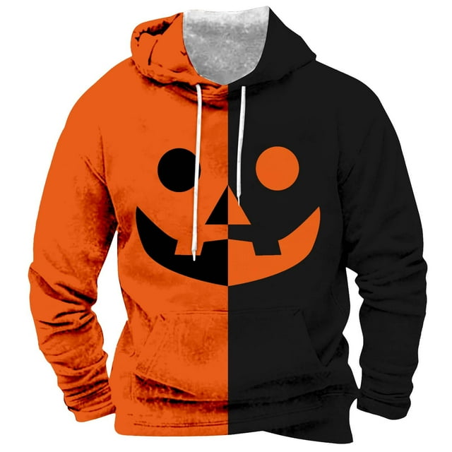 Charmgo Graphic Sweatshirts for Men, Men's Halloween Pumpkin 3D Print ...