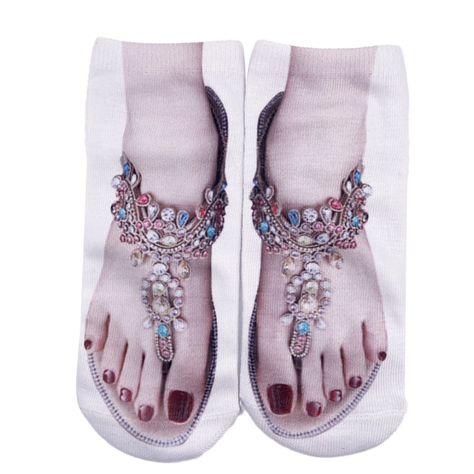 Charmgo Socks for Women Clearance, 3D Pattern Manicure Print Socks ...