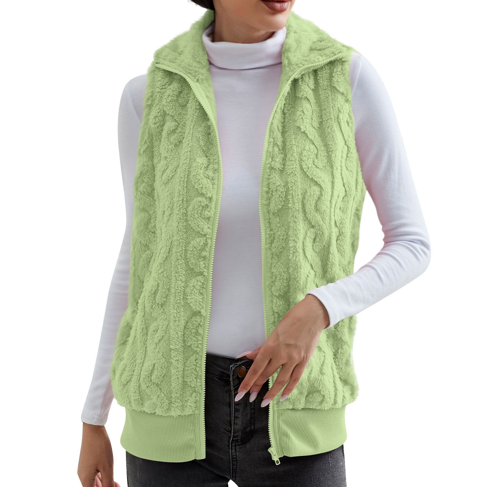 Charmgo Vest Tops for Women, Women's Thick Double Fleece Cardigan Vest ...